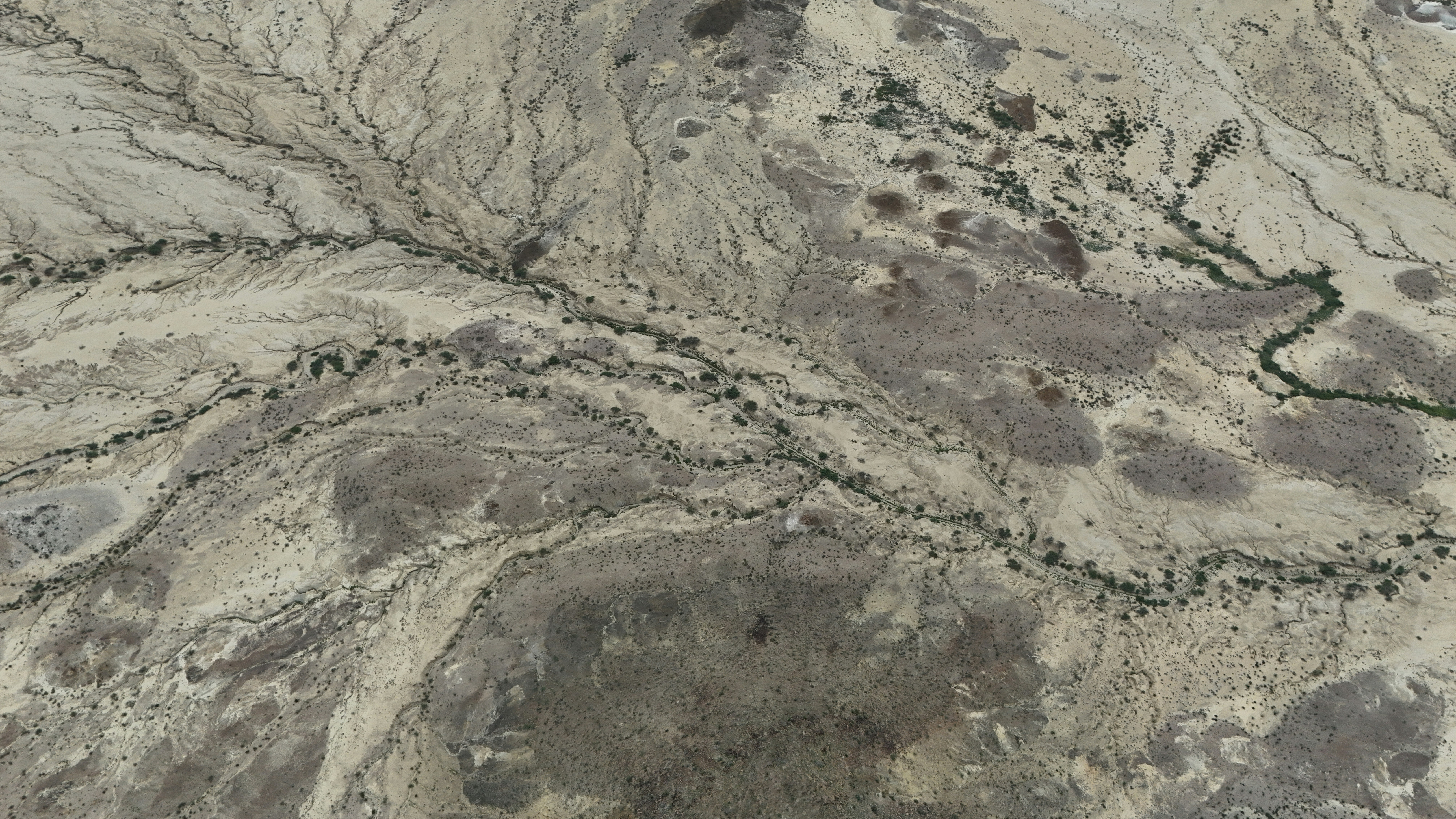 Desert Terrain Meanders: A Quiet Erosion of Gravel and Trails