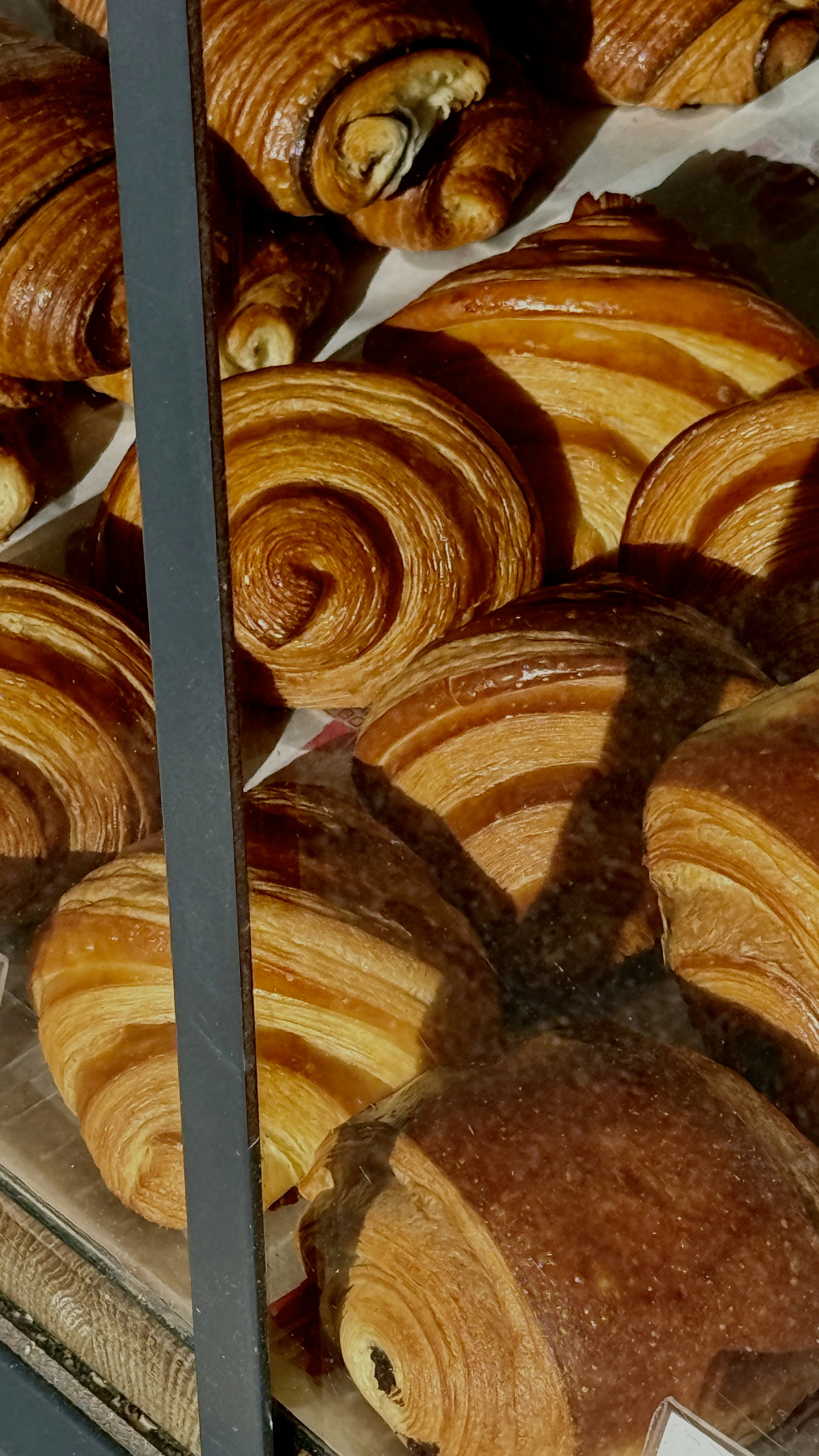 Golden Swirls in a Bakery Window