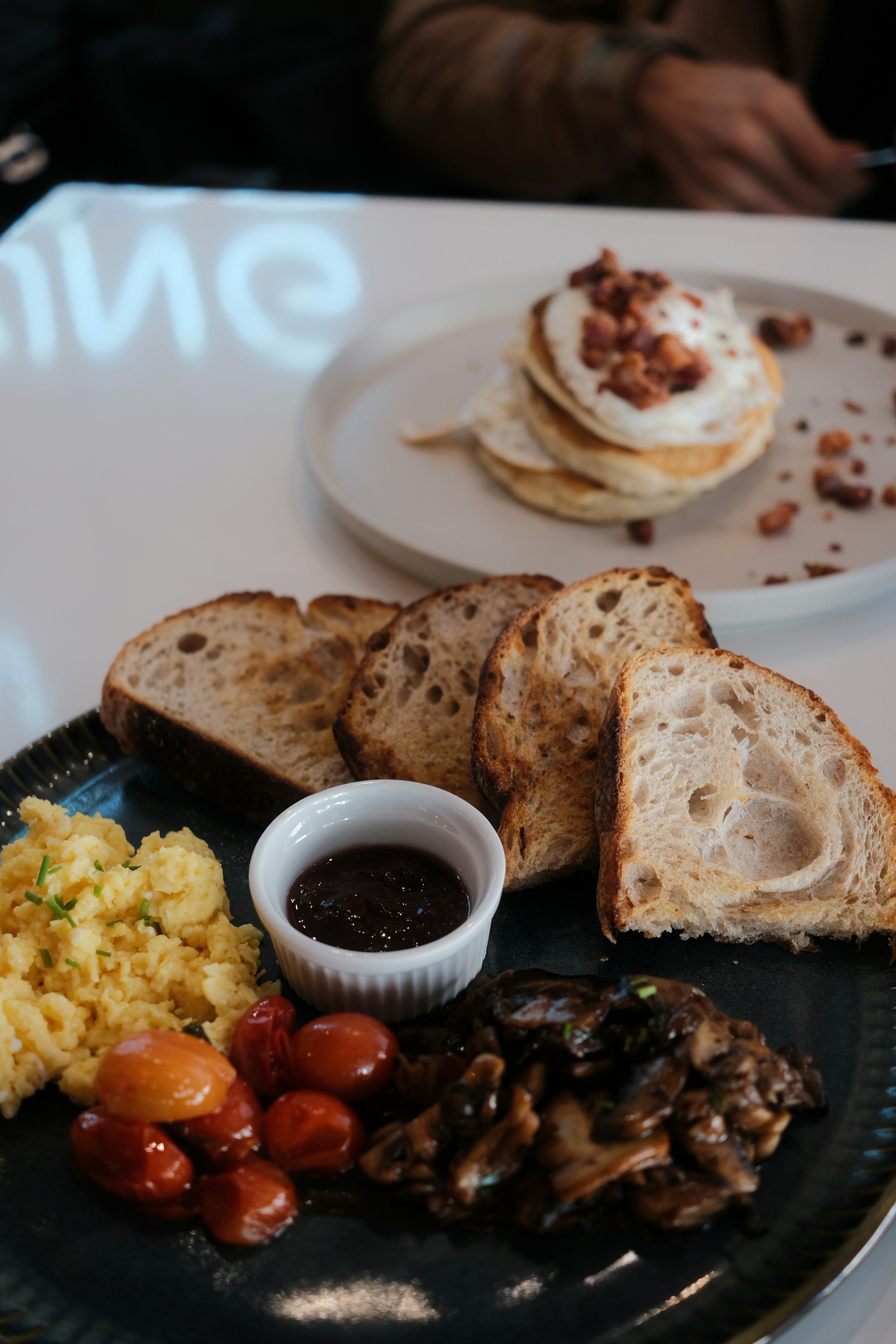 Savory Mosaic: Bread, Scramble, and a Cinnamon-Soft Finish