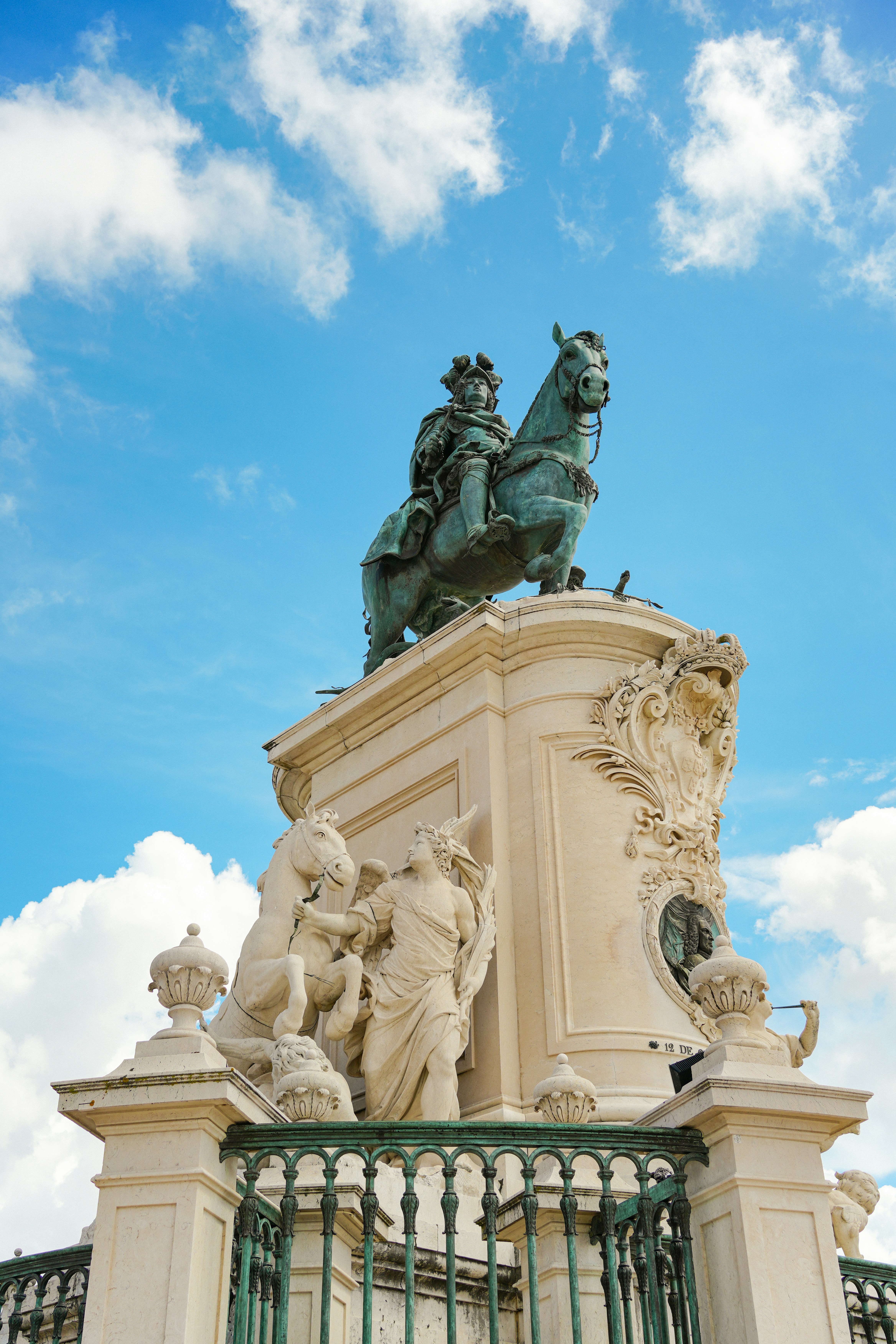 Equestrian Monument Against a Brisk Azure Sky
