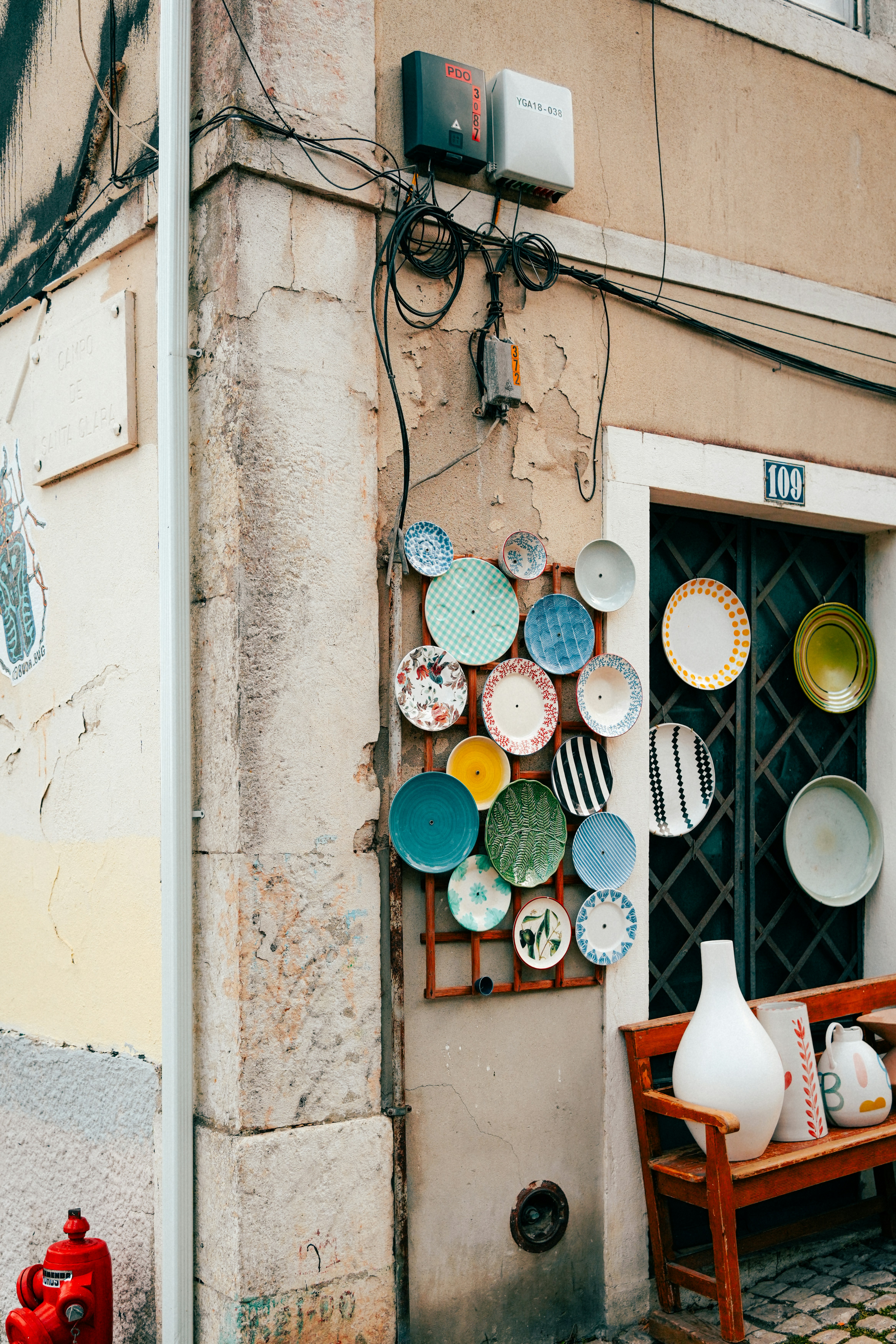 Ceramic Gallery on a Cobblestone Corner