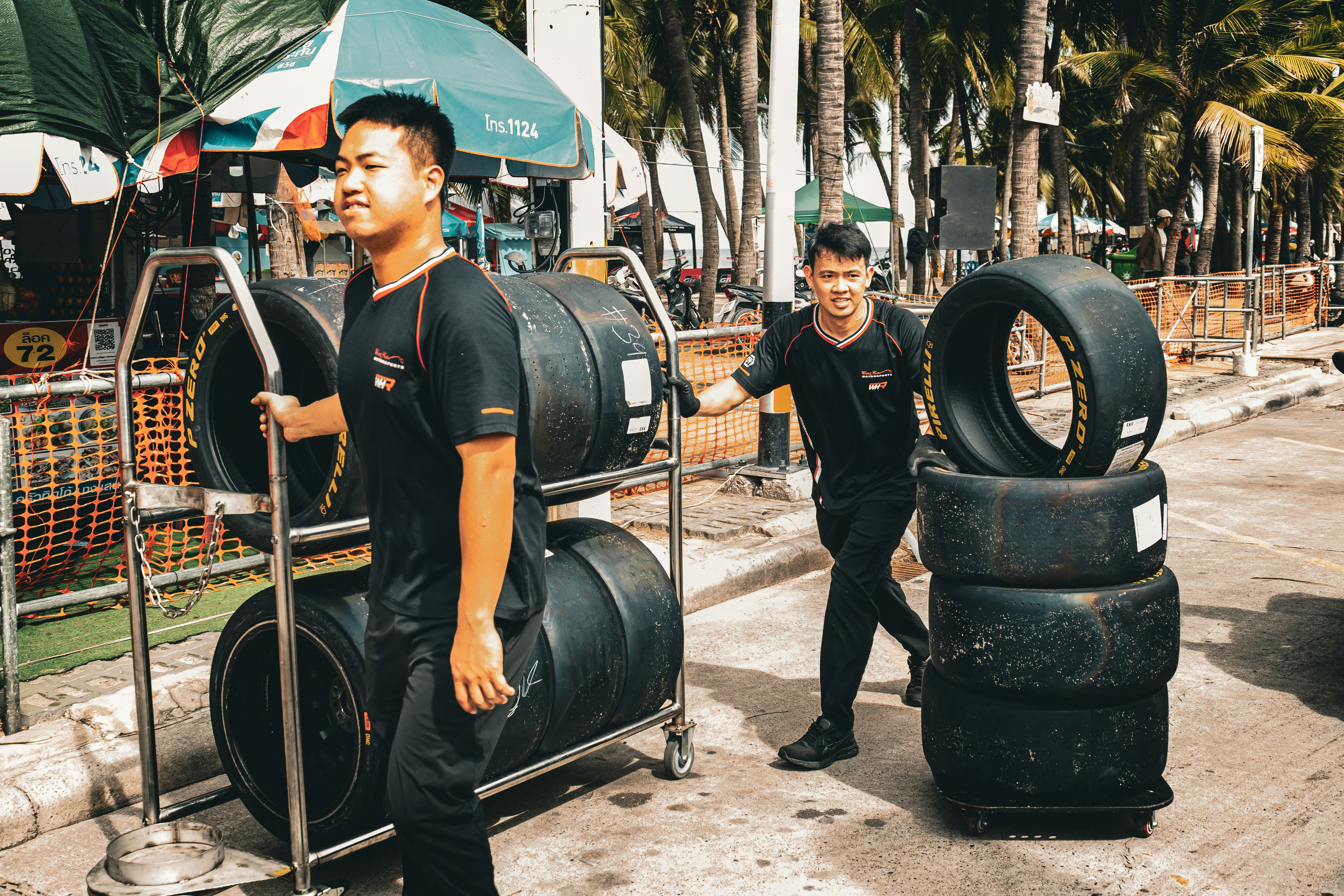 Tow Line: Team Prep Amid Cylindrical Tread Stack