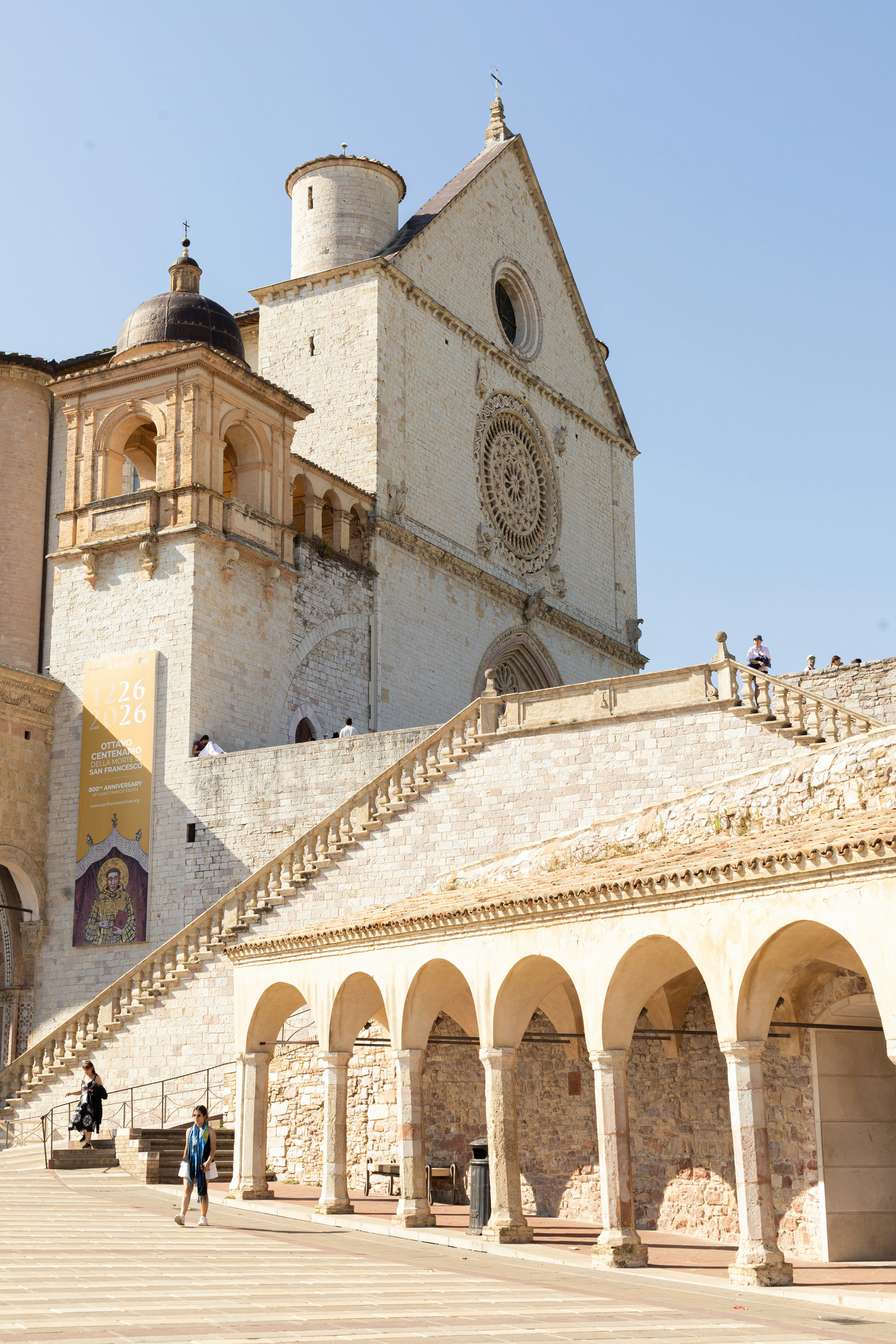 Stone Cathedral Rising Above a Quiet Staircase