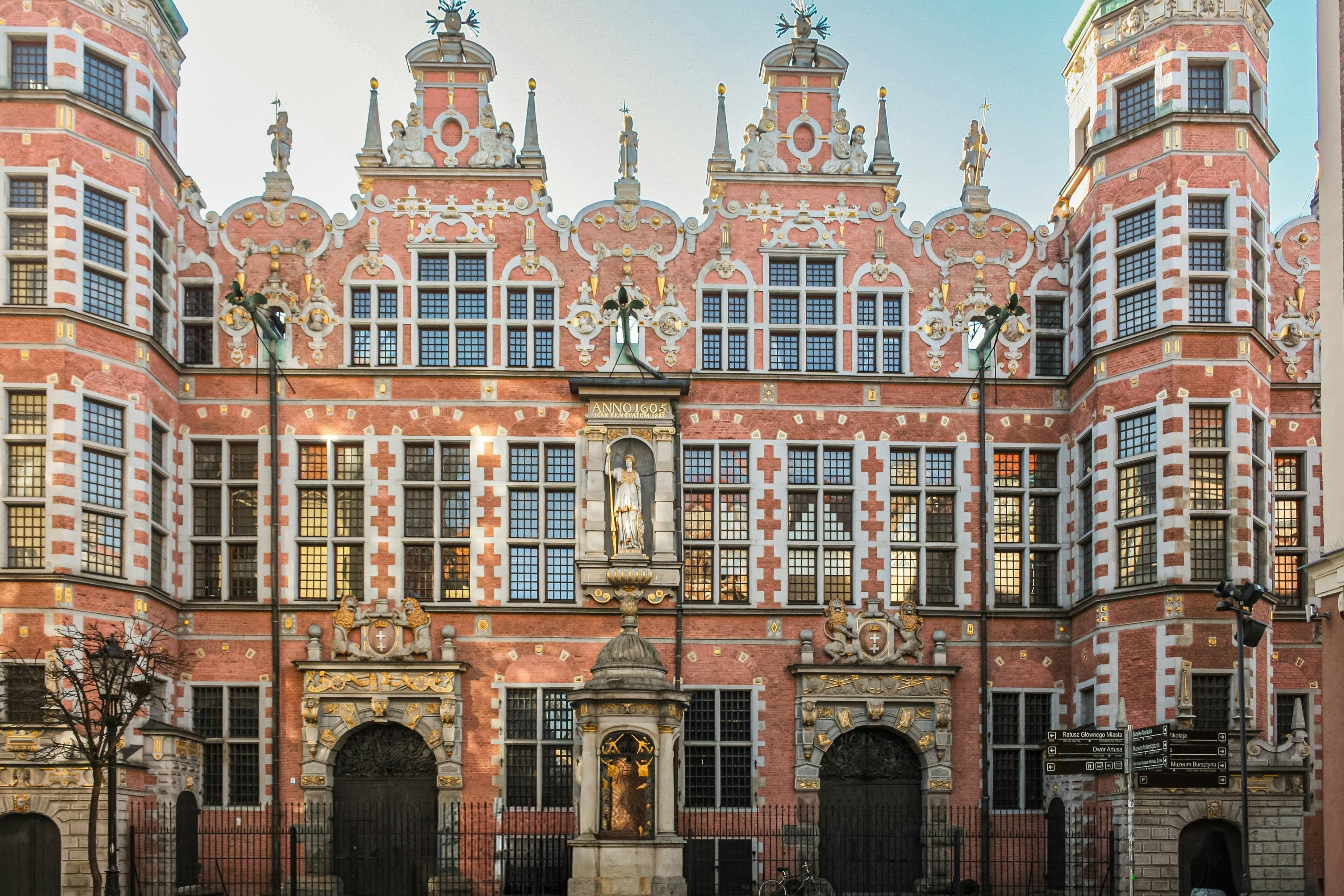 Old Armoury in Gdańsk – Renaissance Architecture in Poland. The historic Old Armoury (Stara Zbrojownia) in Gdańsk, Poland, showcasing remarkable Renaissance architecture, intricate facade details, and centuries of architectural heritage in the heart of the city's historic center.