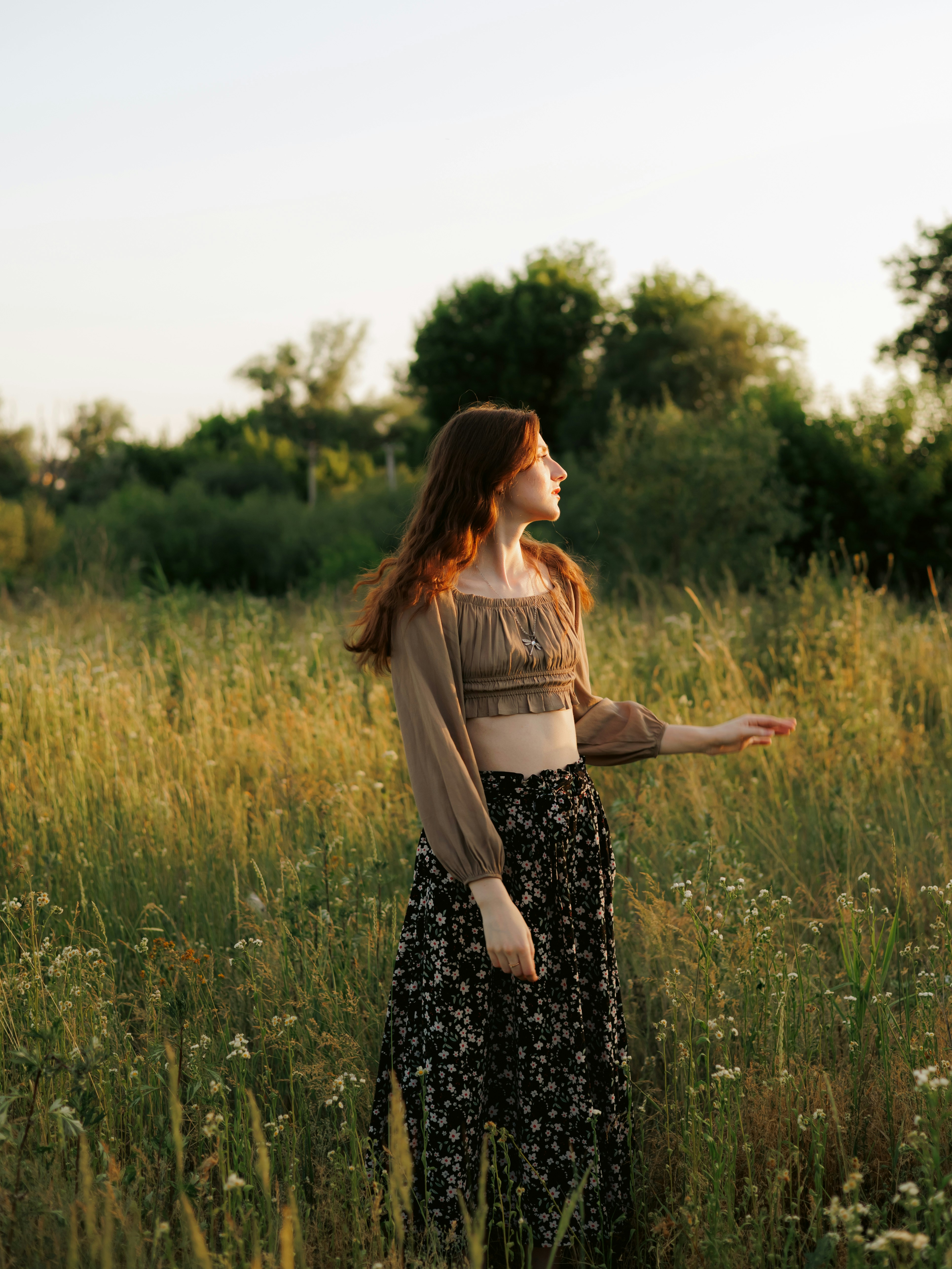Sunlit Serenade: a quiet portrait in a wildflower field