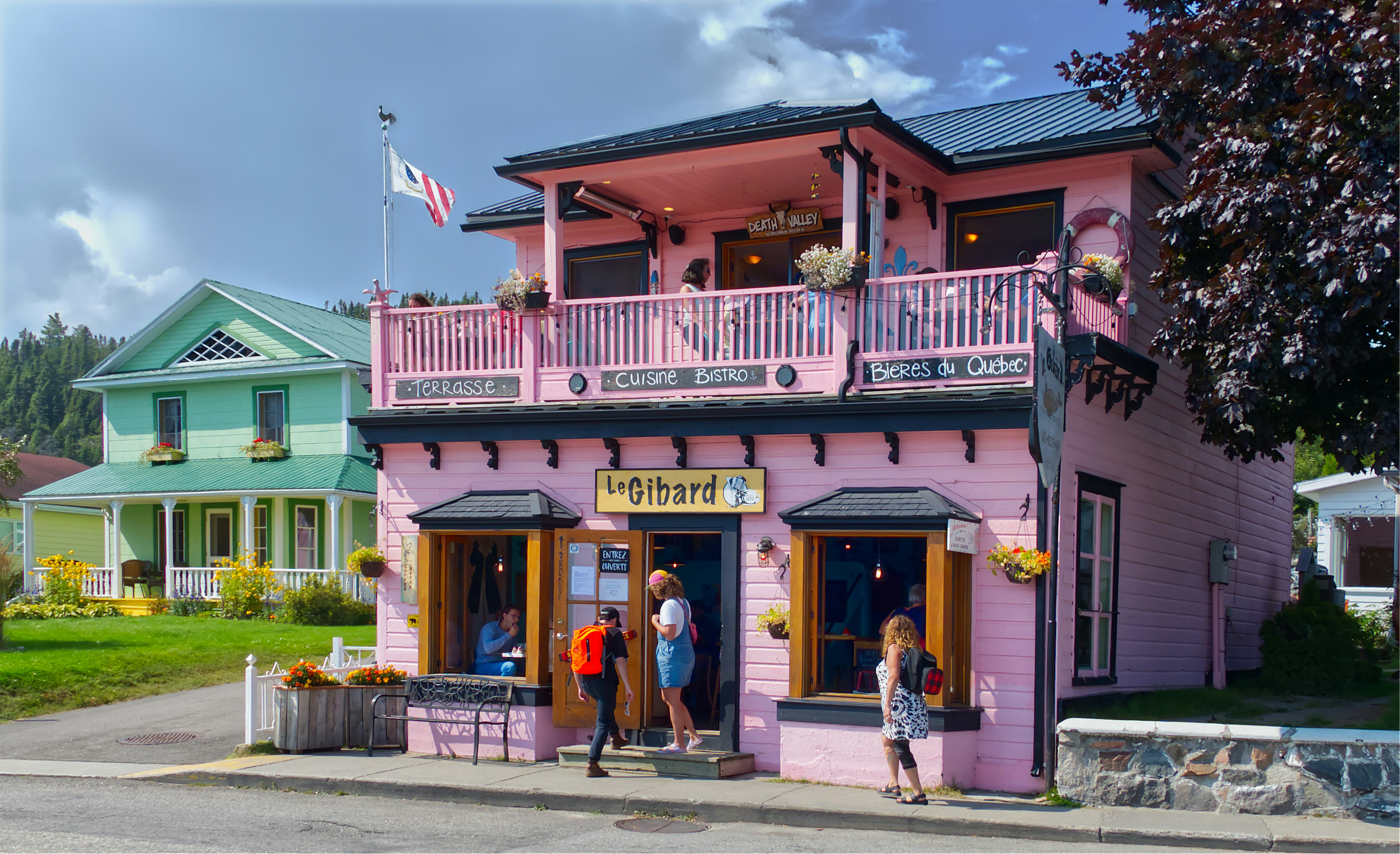 Pastel Corner Café: People Enter the Lavender House