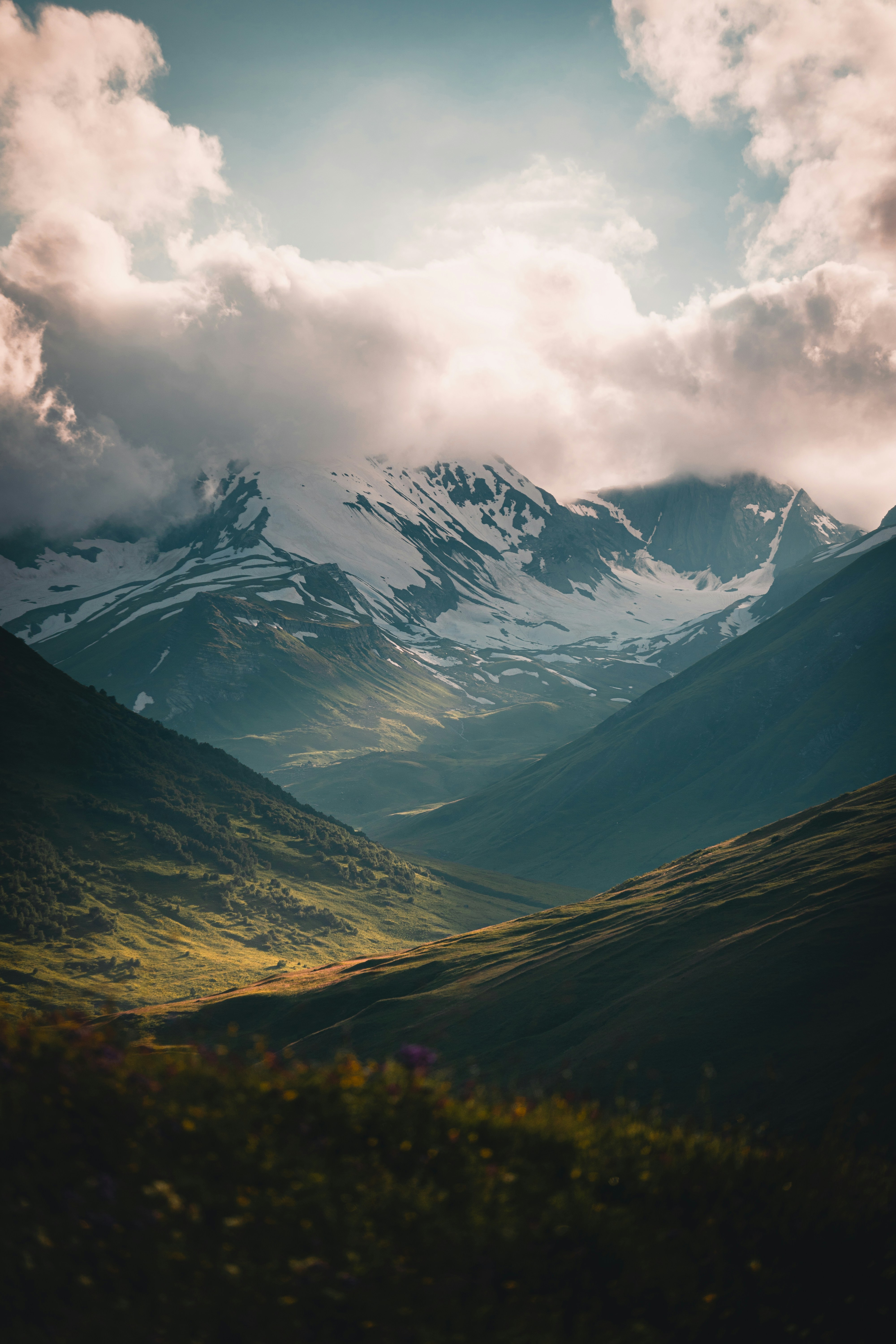 Valley of Light Between Snow-Kissed Peaks