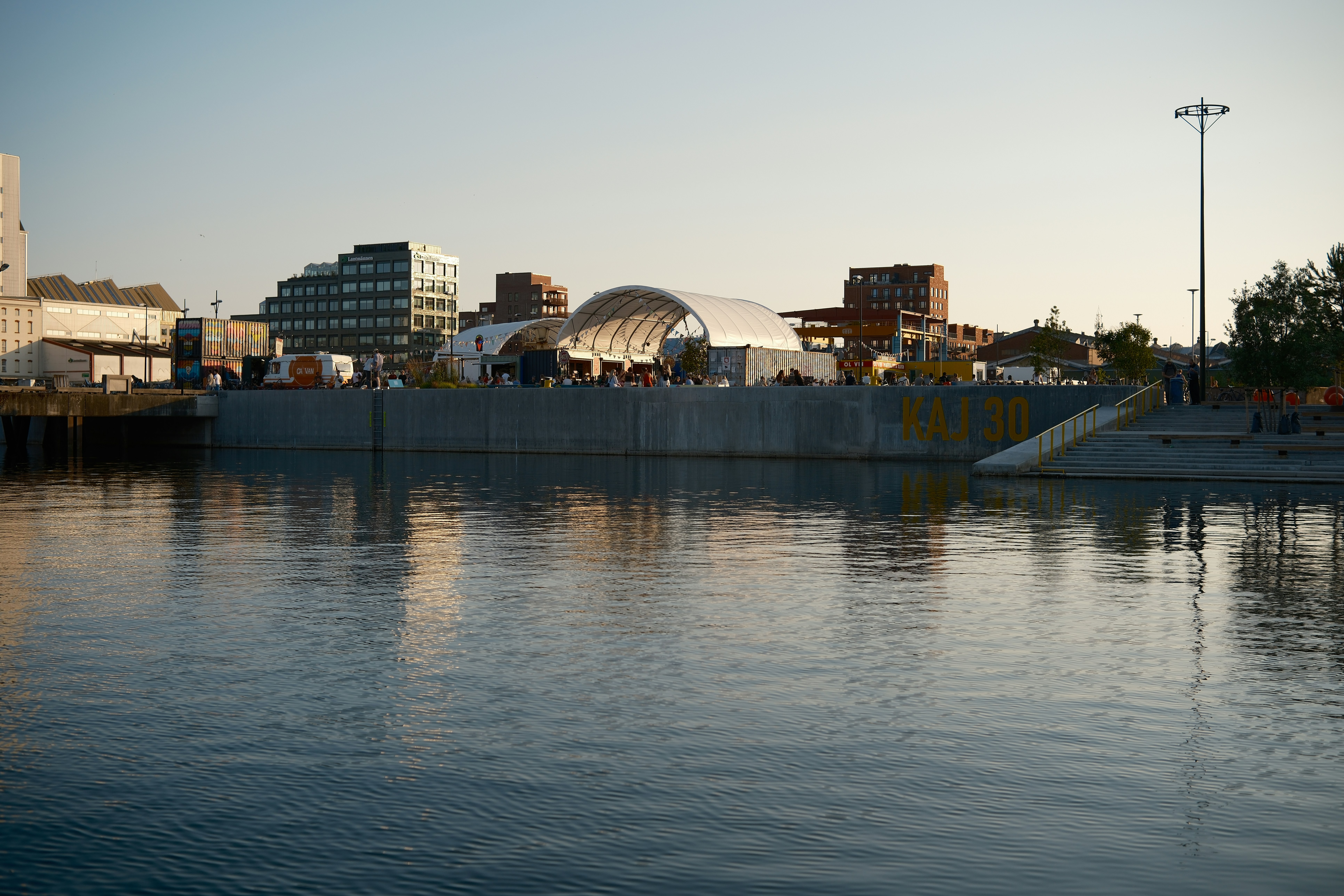 Harbor Edge: Waterfront Architecture at Dusk