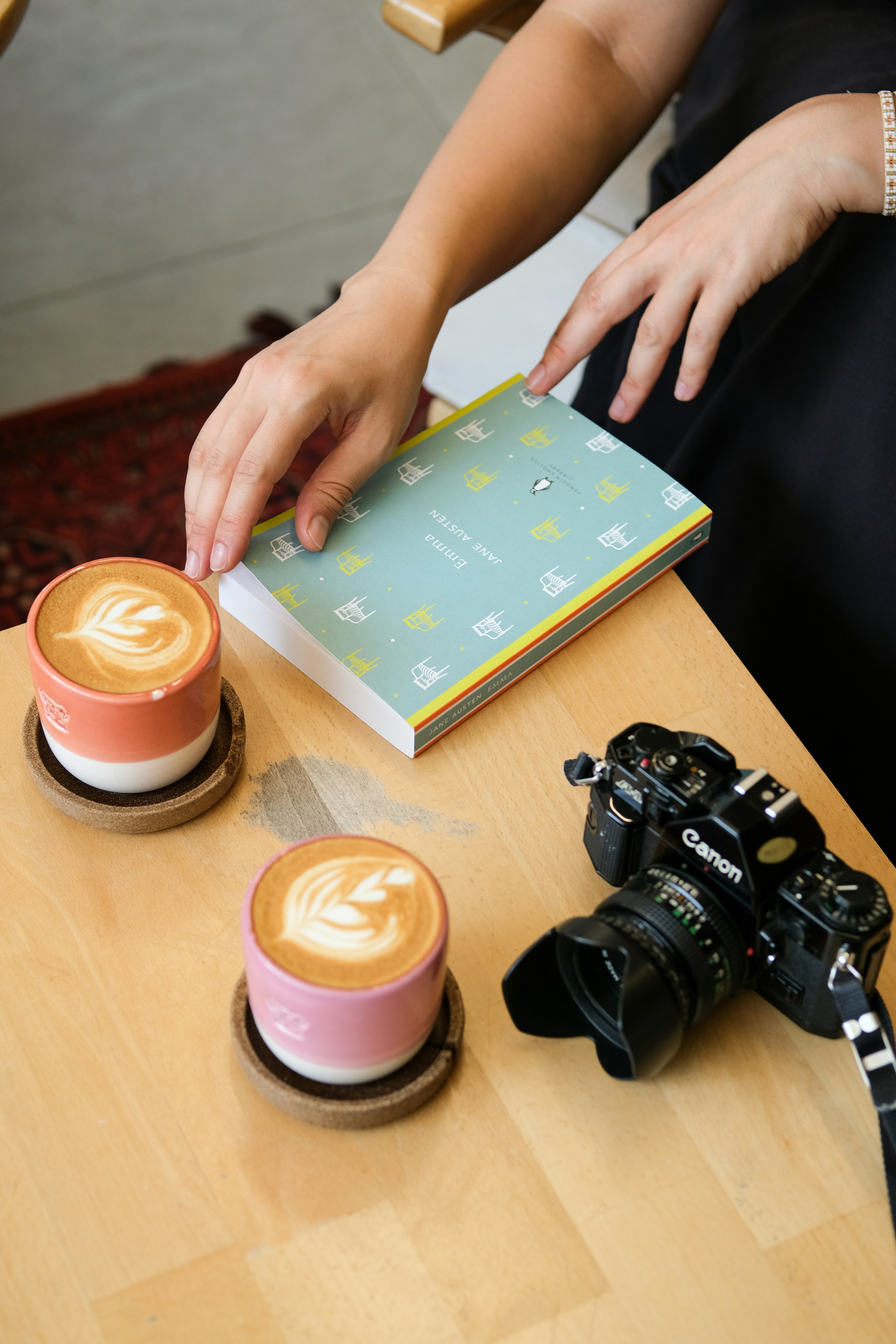 Calm Afternoon: Latte Hearts and a Quiet Moment with a Vintage Canon