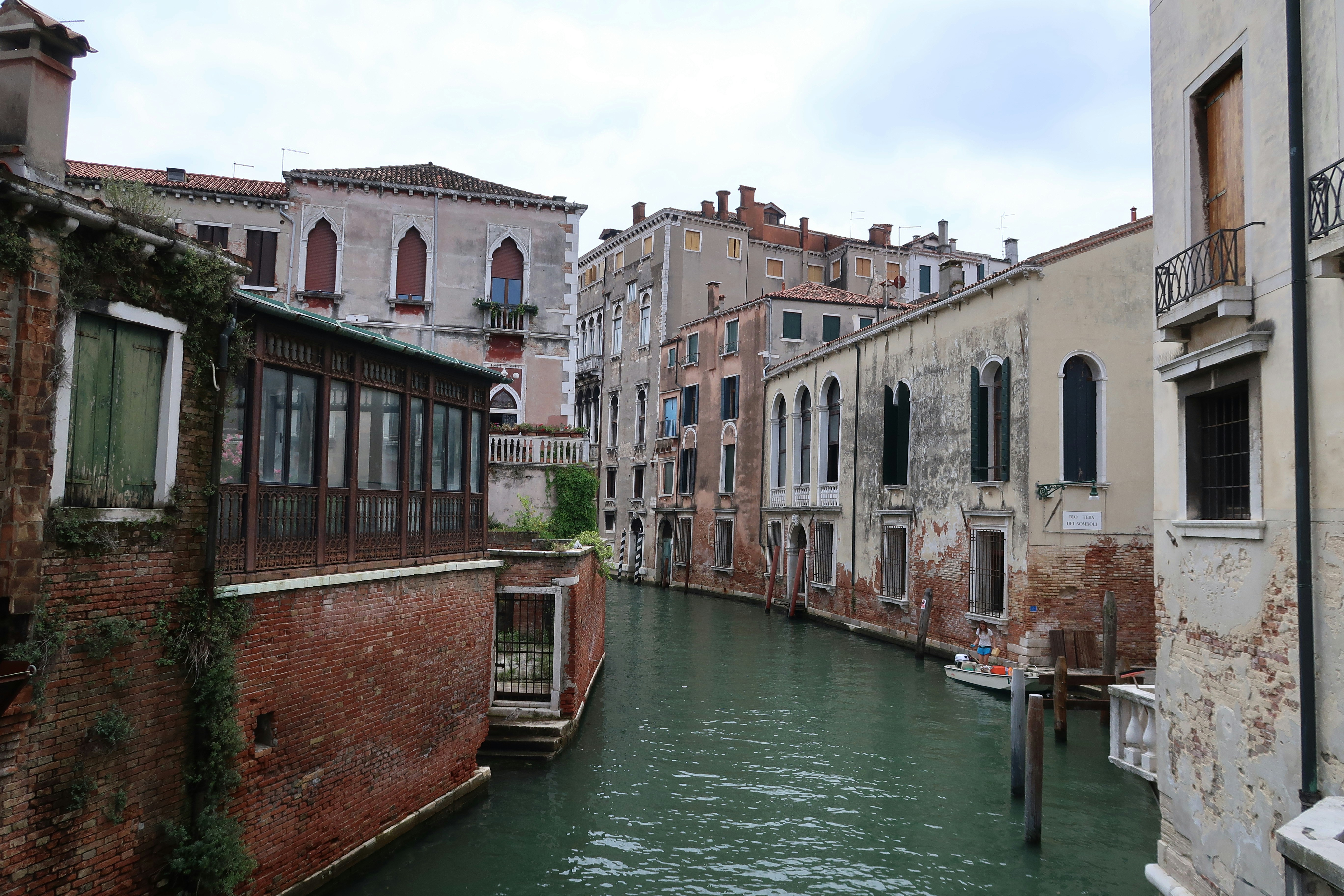 Canal Courtyard in Weathered Venice Architecture
