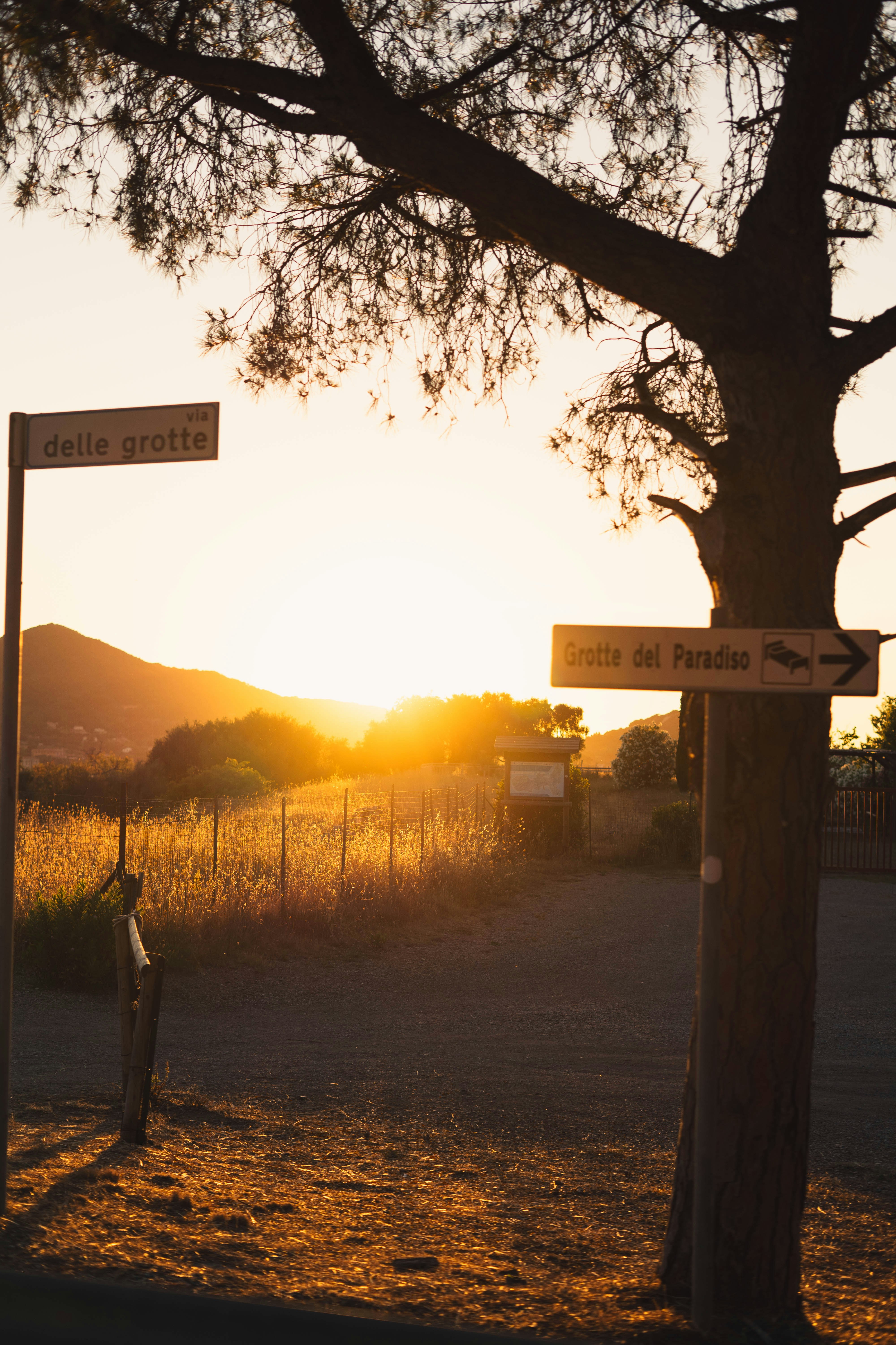 Sunlit crossroads at Grotte del Paradiso
