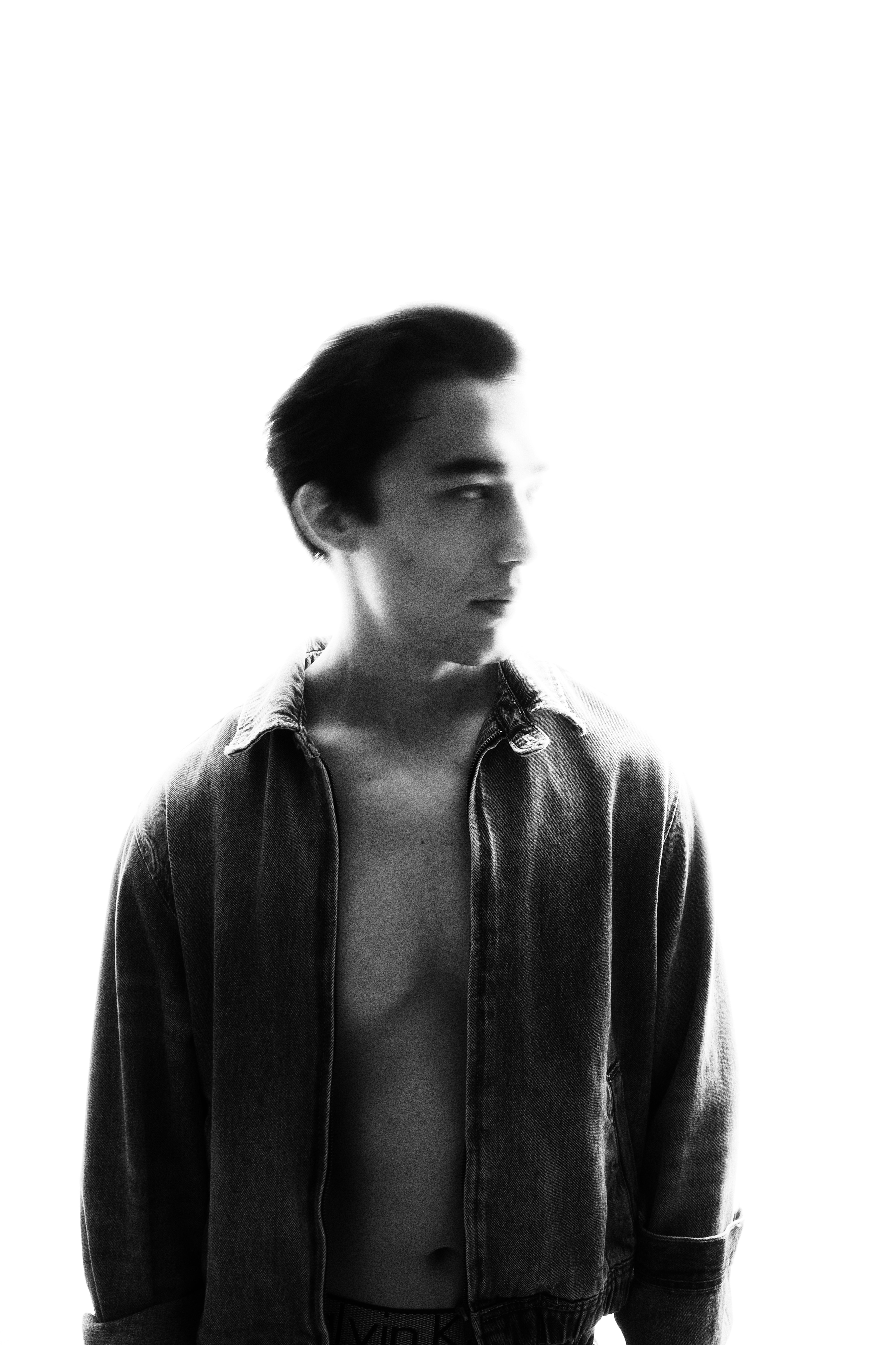 High-Contrast Portrait in White Space