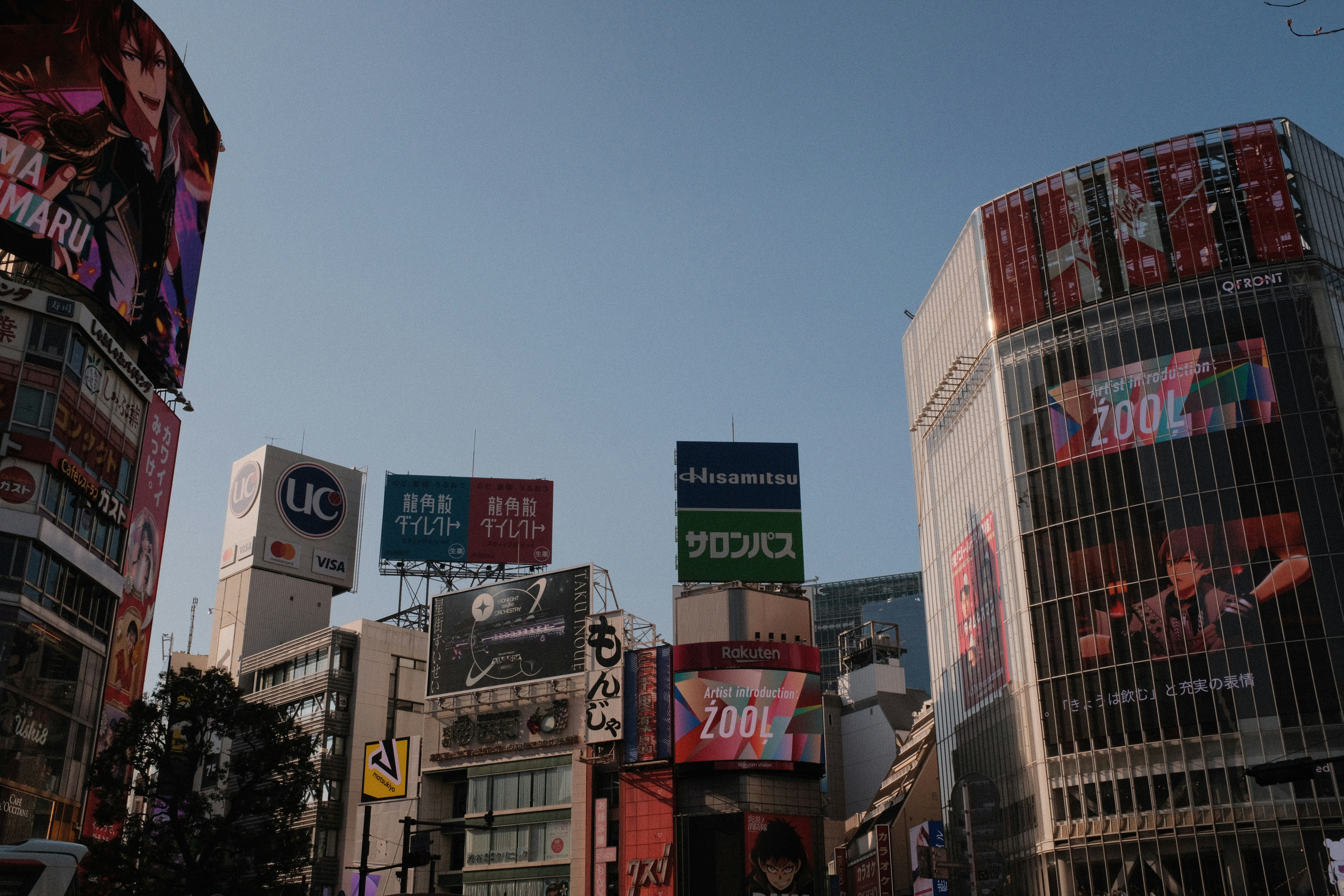 Neon Cartography: billboards and towers sketch a city skyline