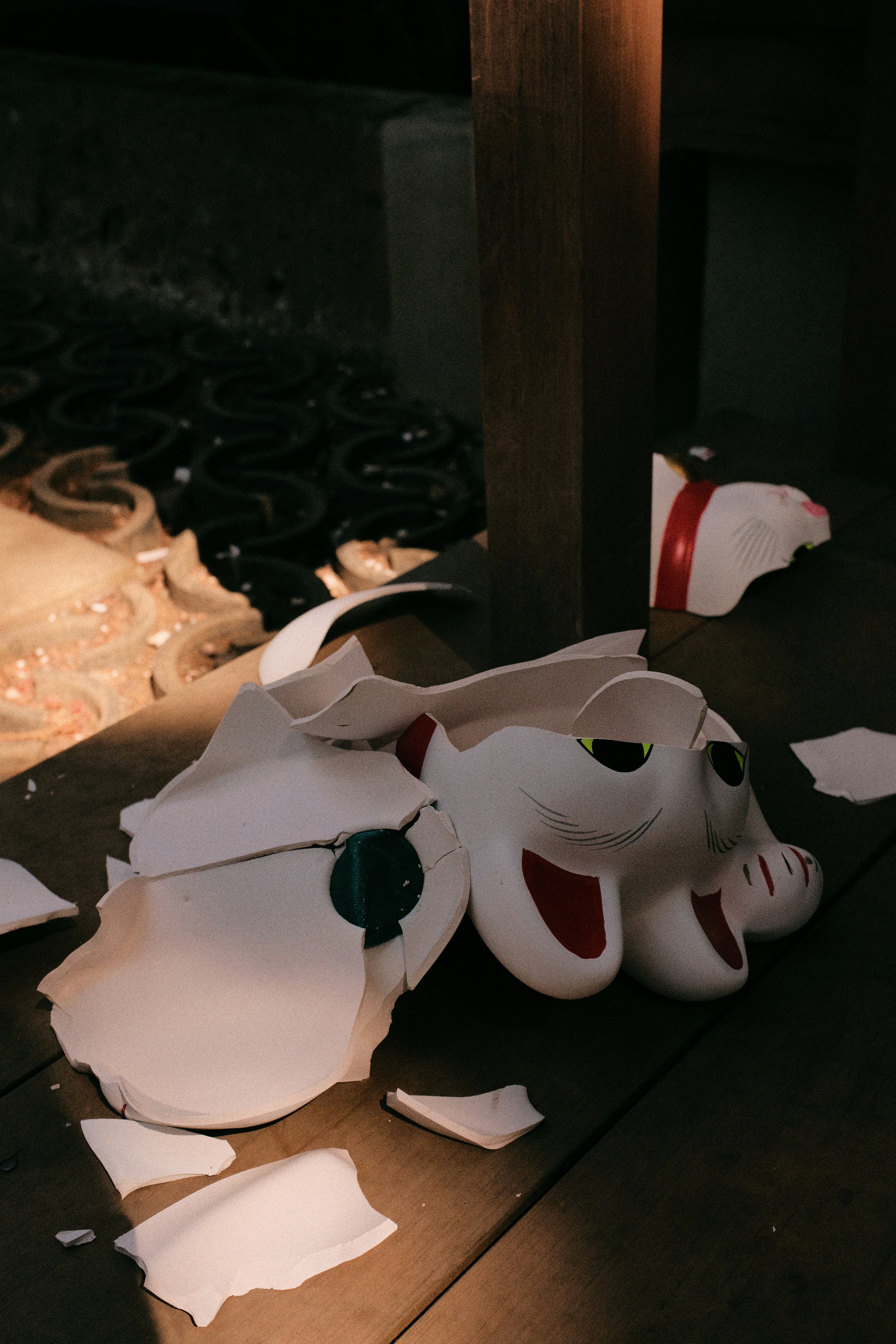Broken Mask Fragments Under Dim Light