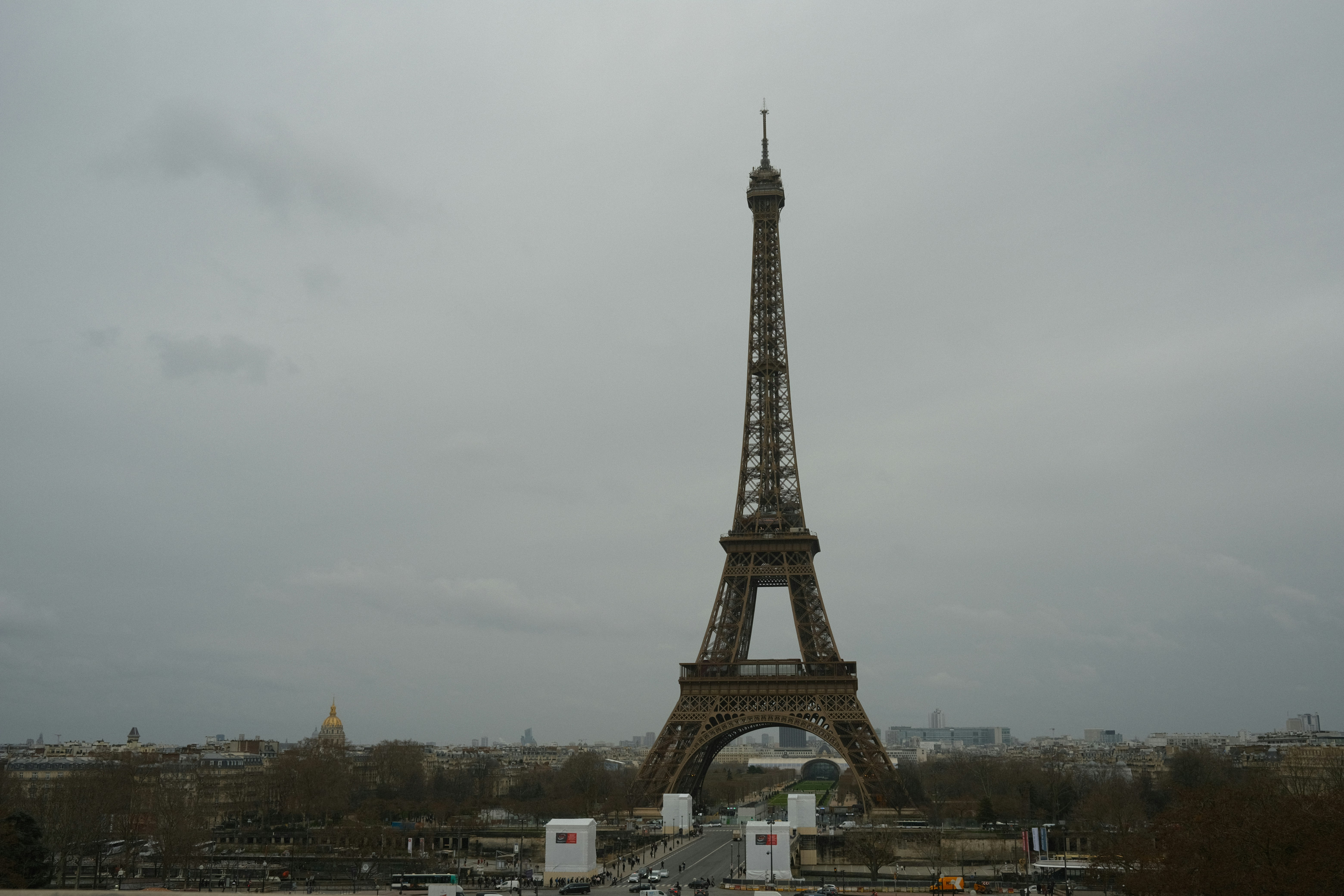 Eiffel Tower over a Low Winter Skyline
