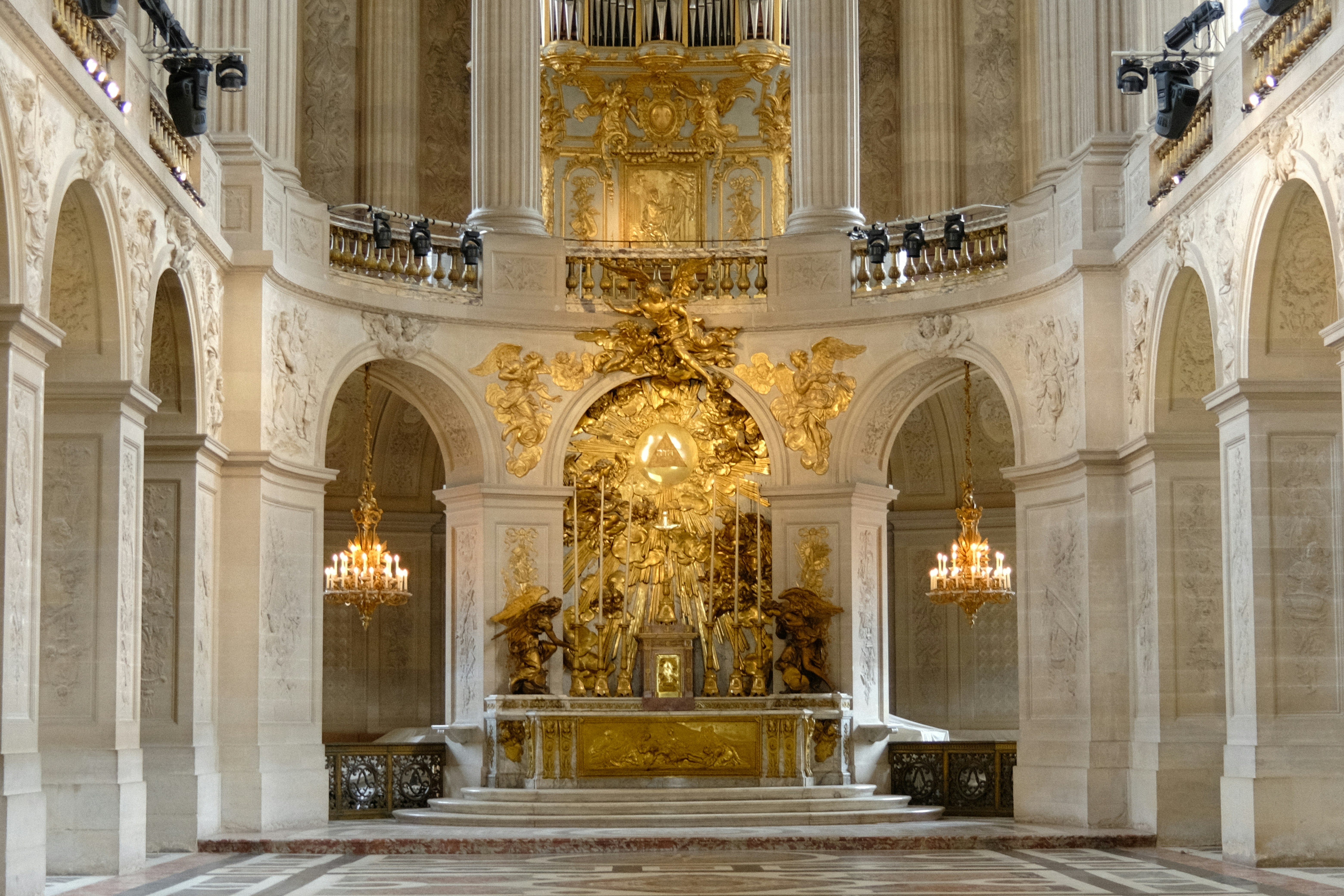 Emerald Cathedral: Baroque Altar Framed by Light and Marble