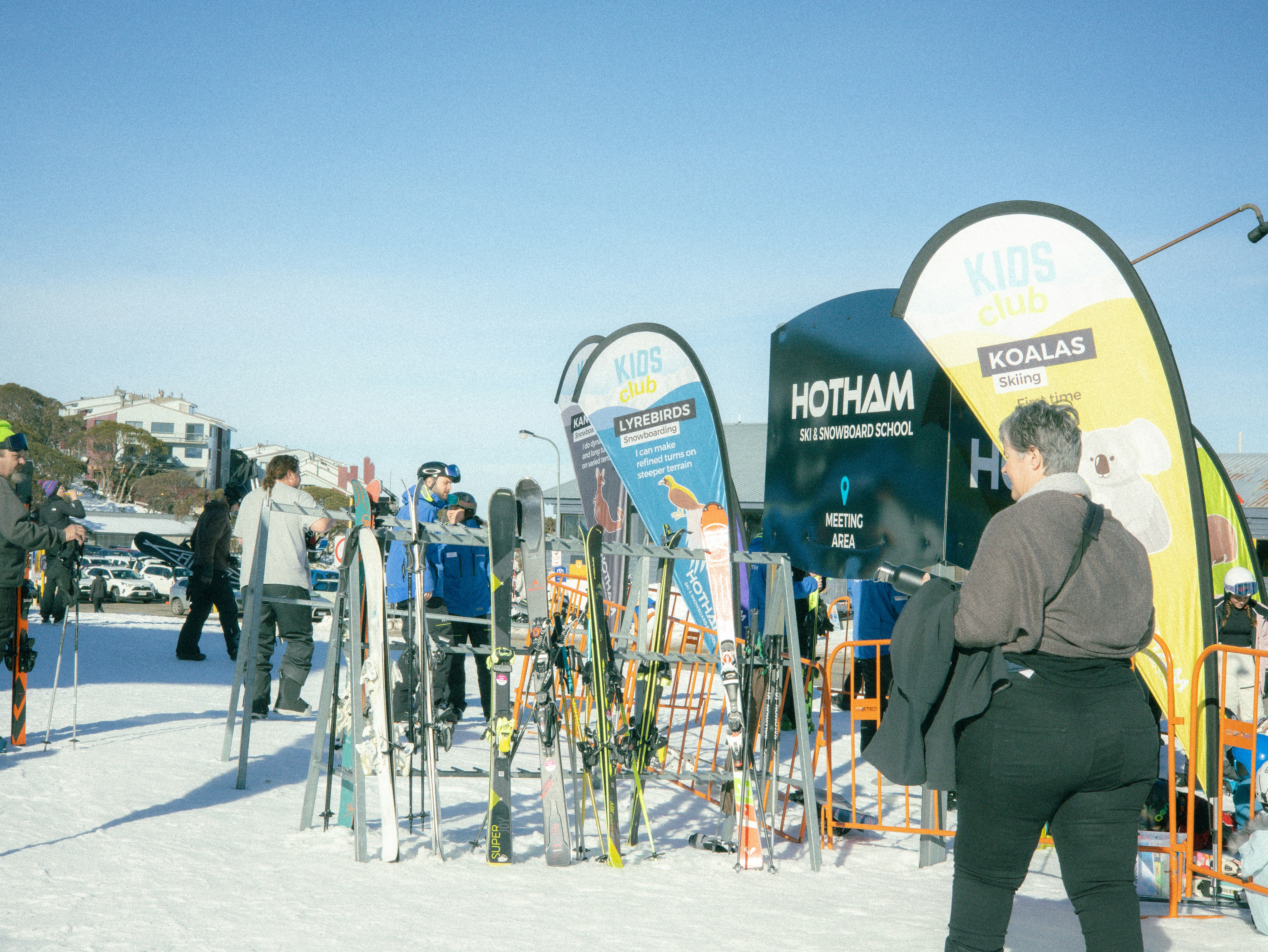 Snowy Startup Lineup: Kids Koalas and Skis Await the First Run