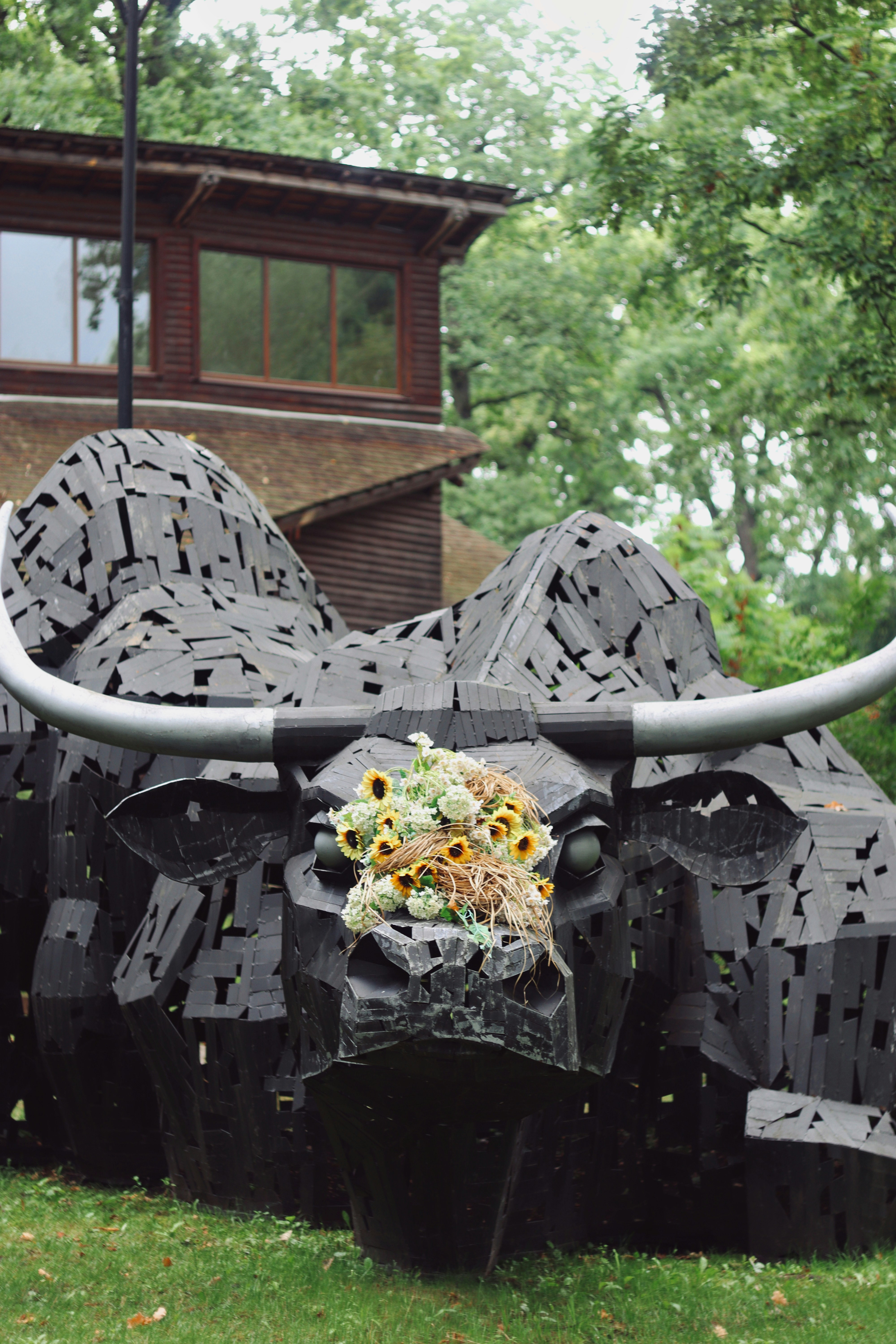 Longhorn Monument with Floral Offering