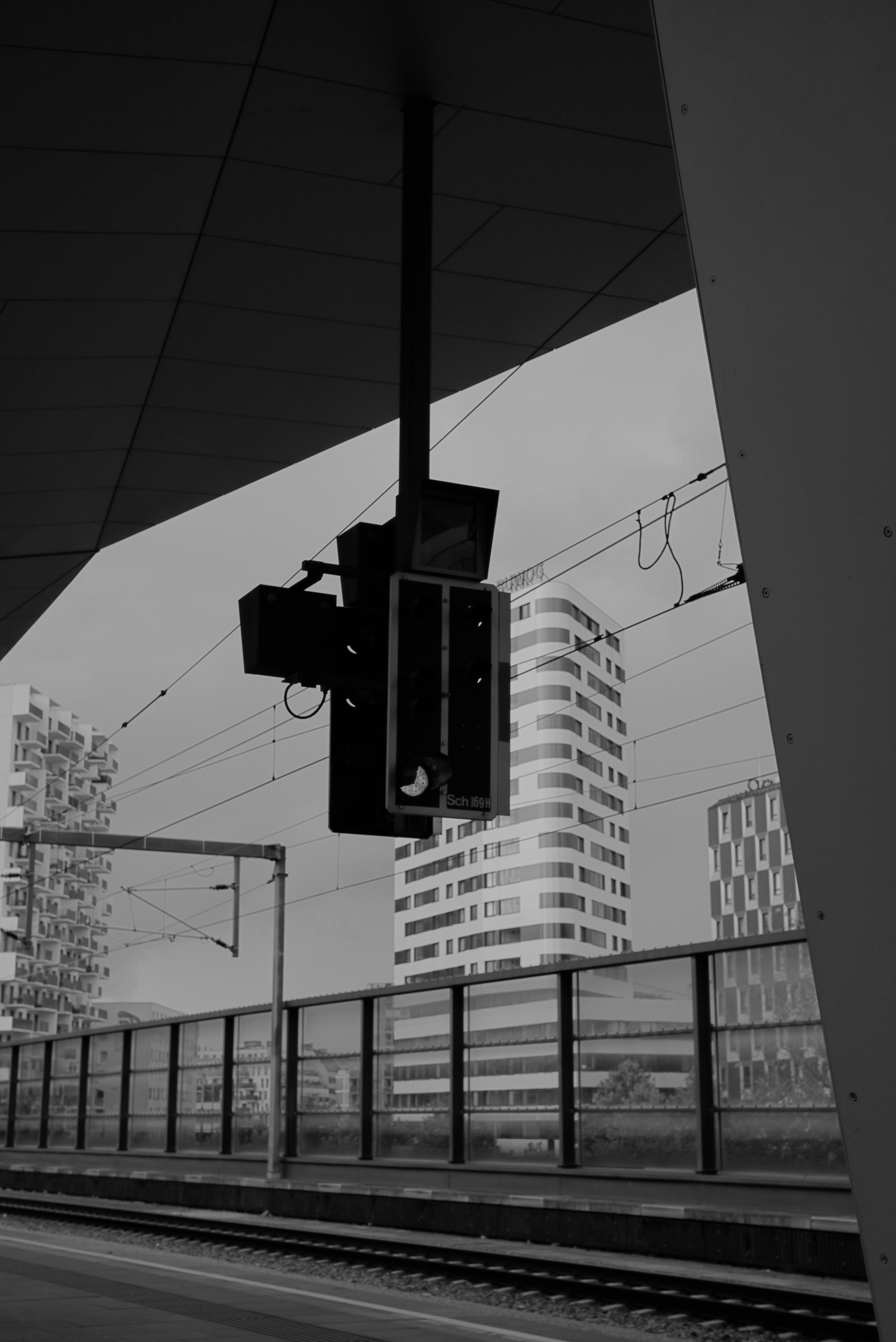 Industrial Skyline Framed by Urban Arc