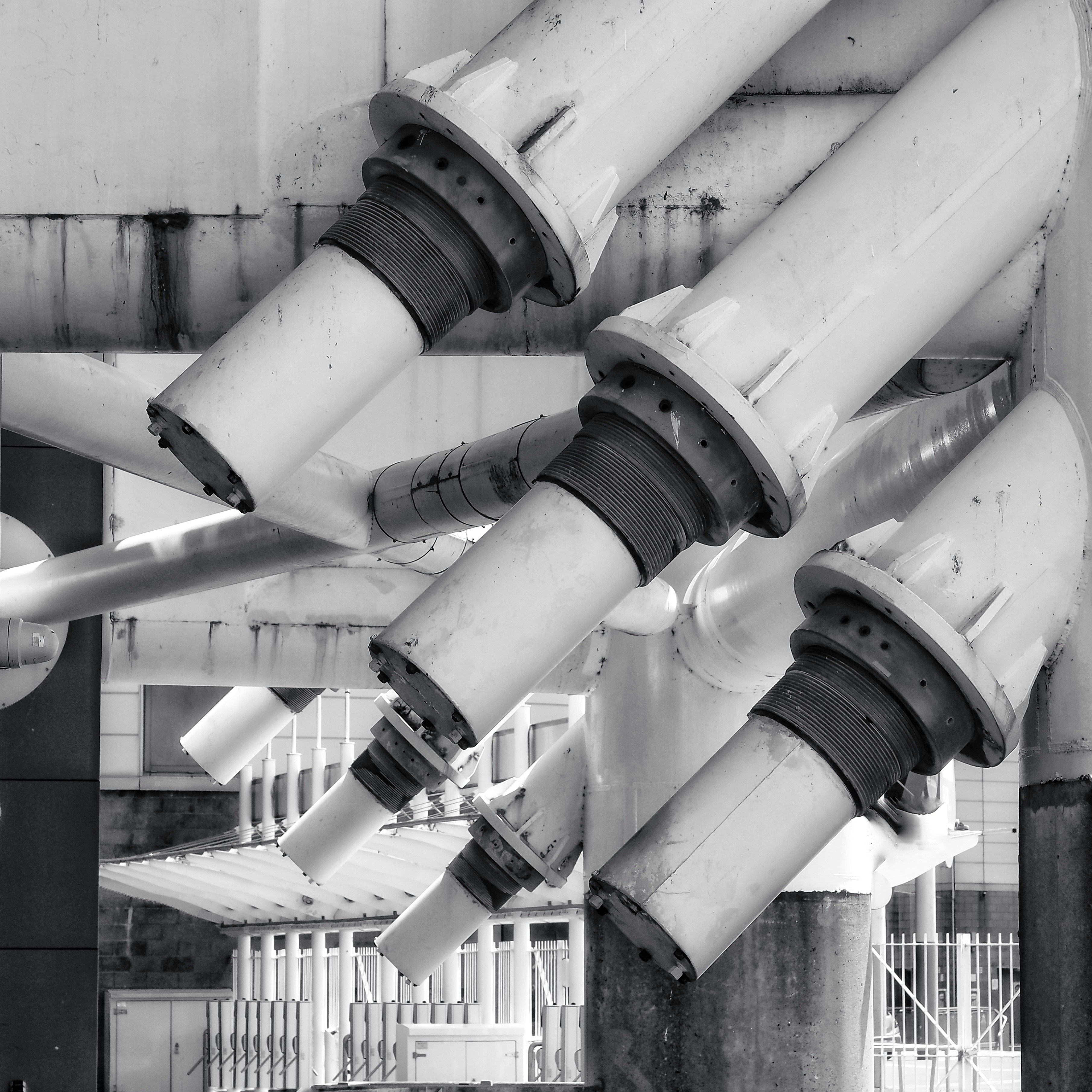 Industrial Conduits: A Sharp Scan Through Painted Cylinders