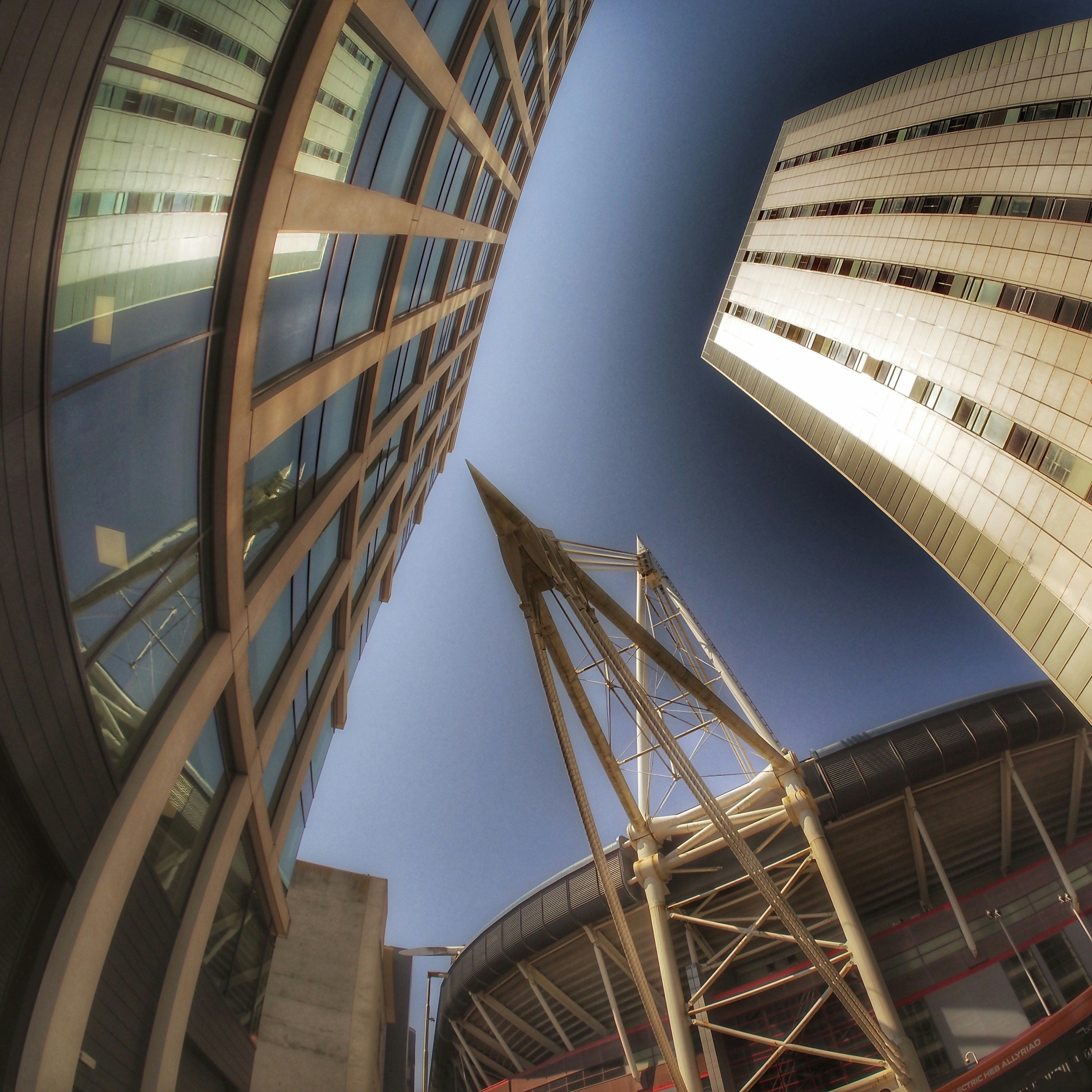 Urban Tower Constellation: Skyscrapers Framed by a Crane