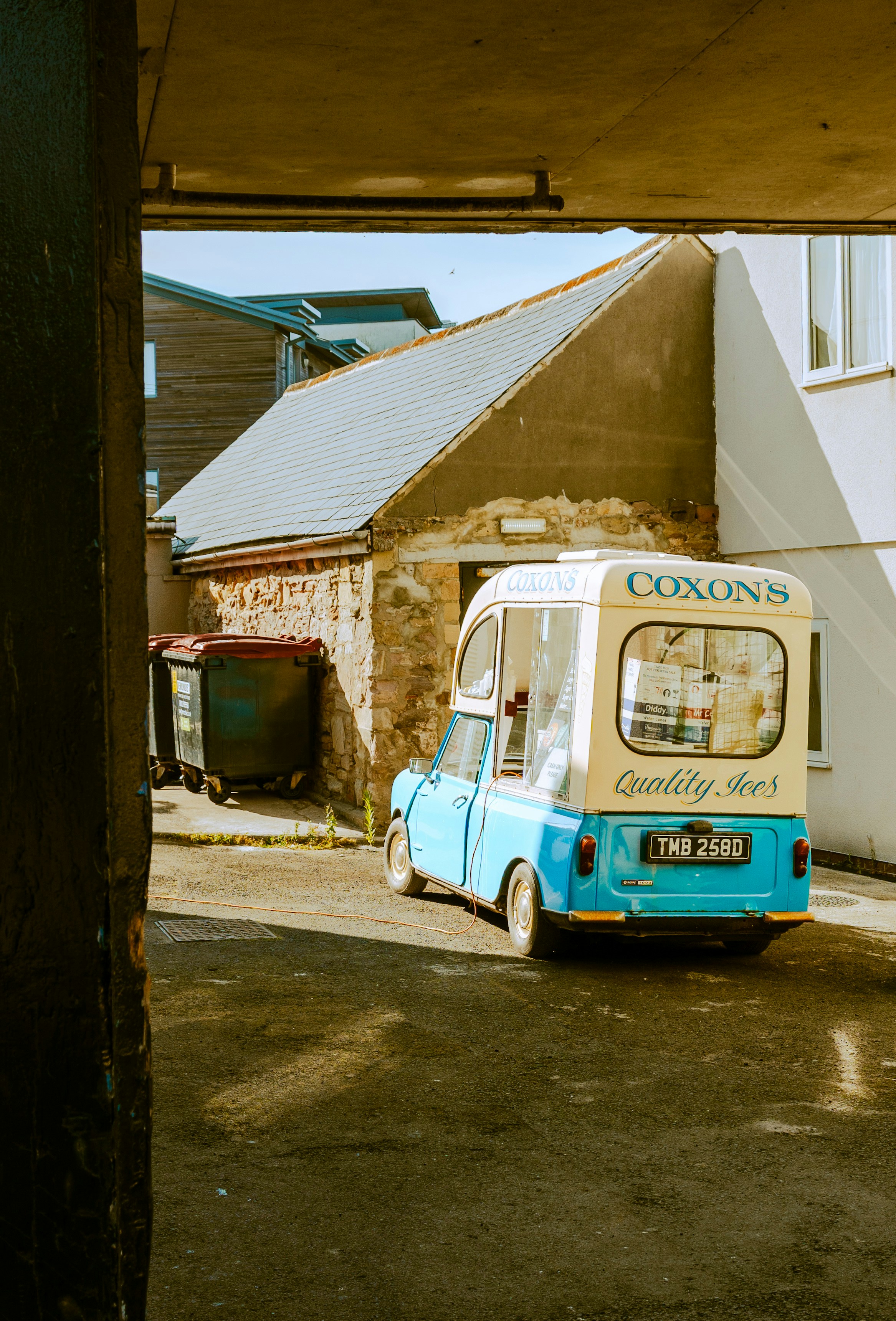 Cobalt Ice Cream van in a sunlit alley