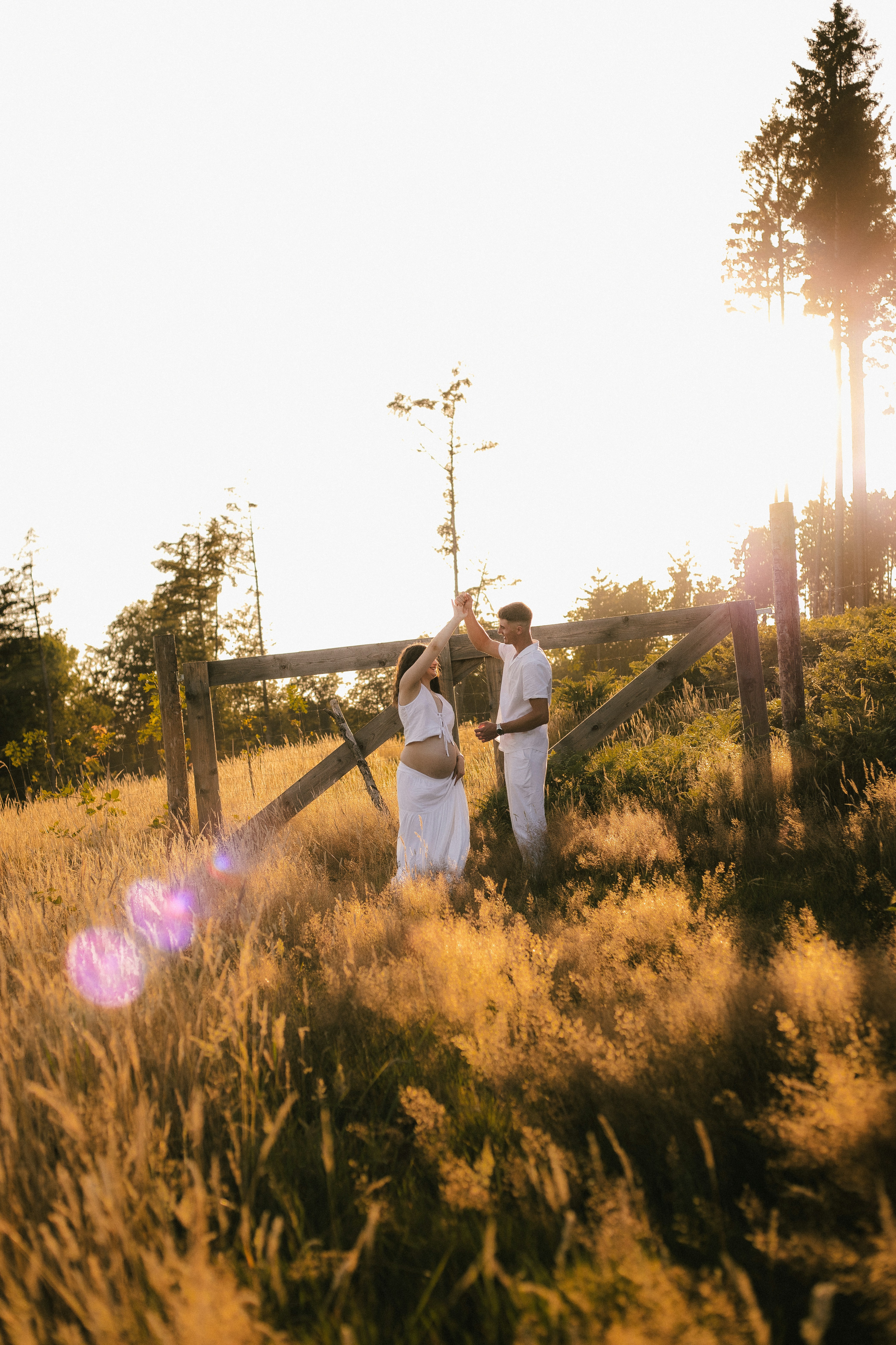 Sunlit Vows in a Golden Meadow