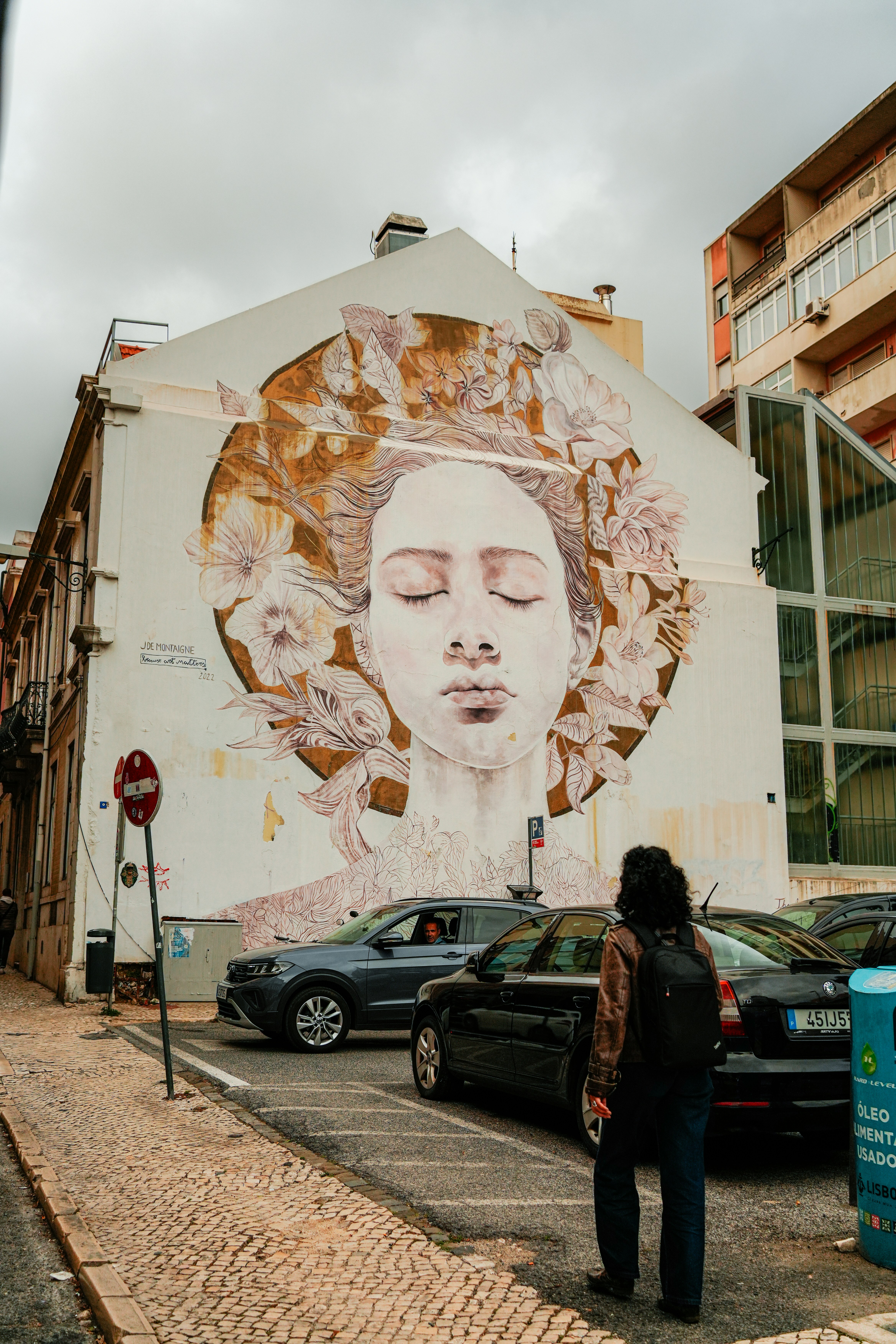 Mural of a Tranquil Gaze: Portrait in the City