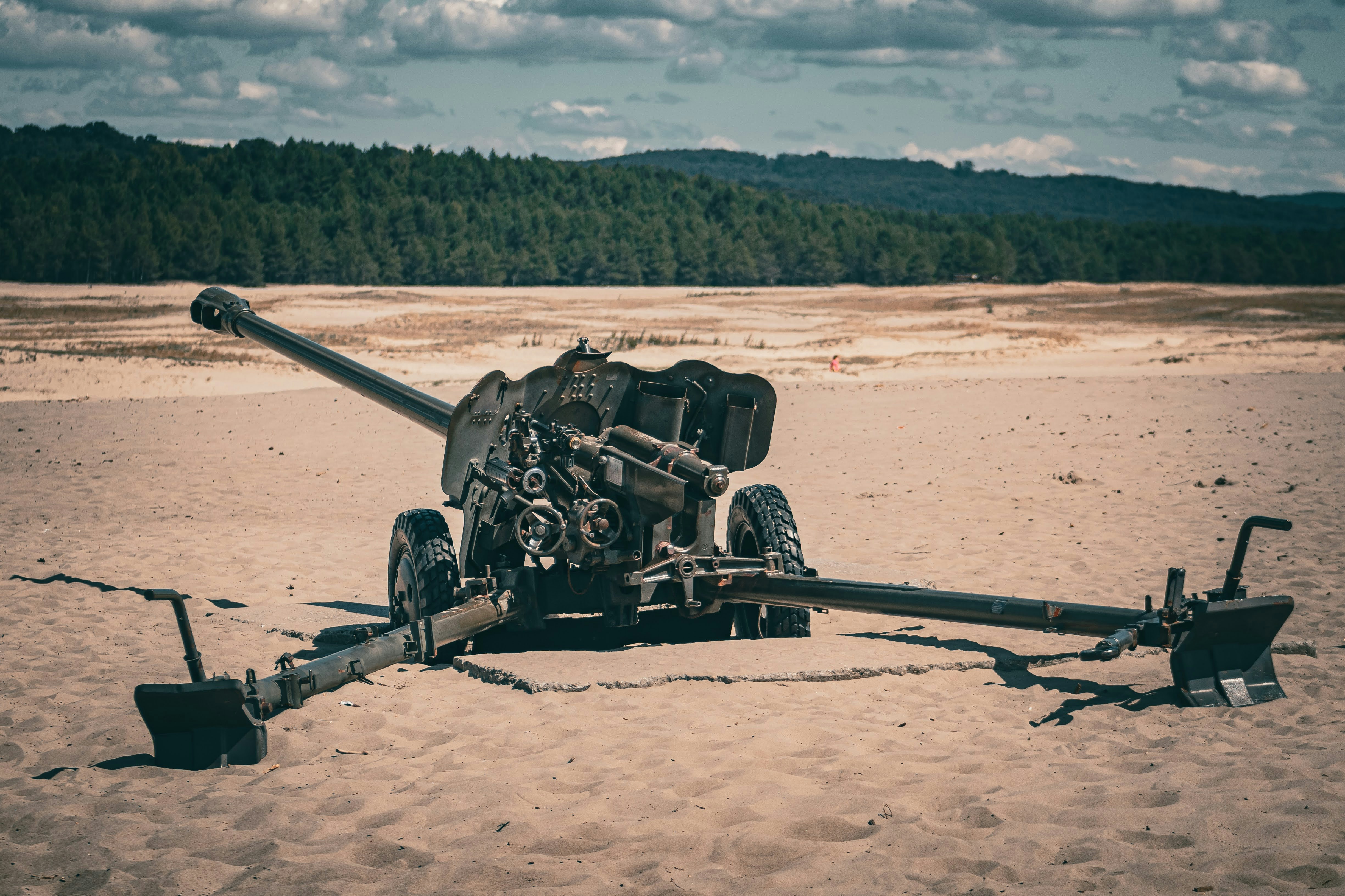 Deserted Artillery on Sand: Echoes of a Past Battleground