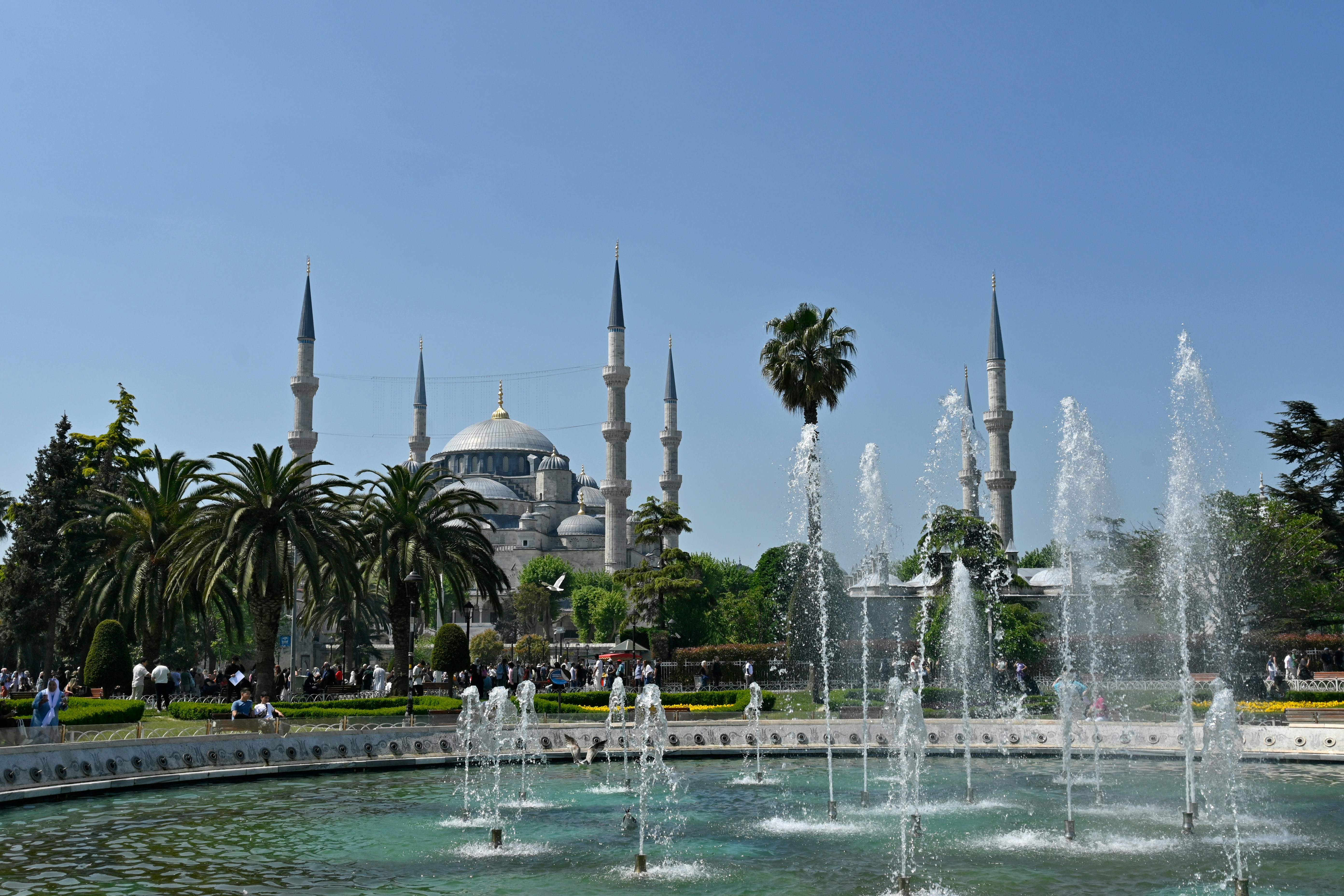 Domes and Spires Over a Citysquare Fountain