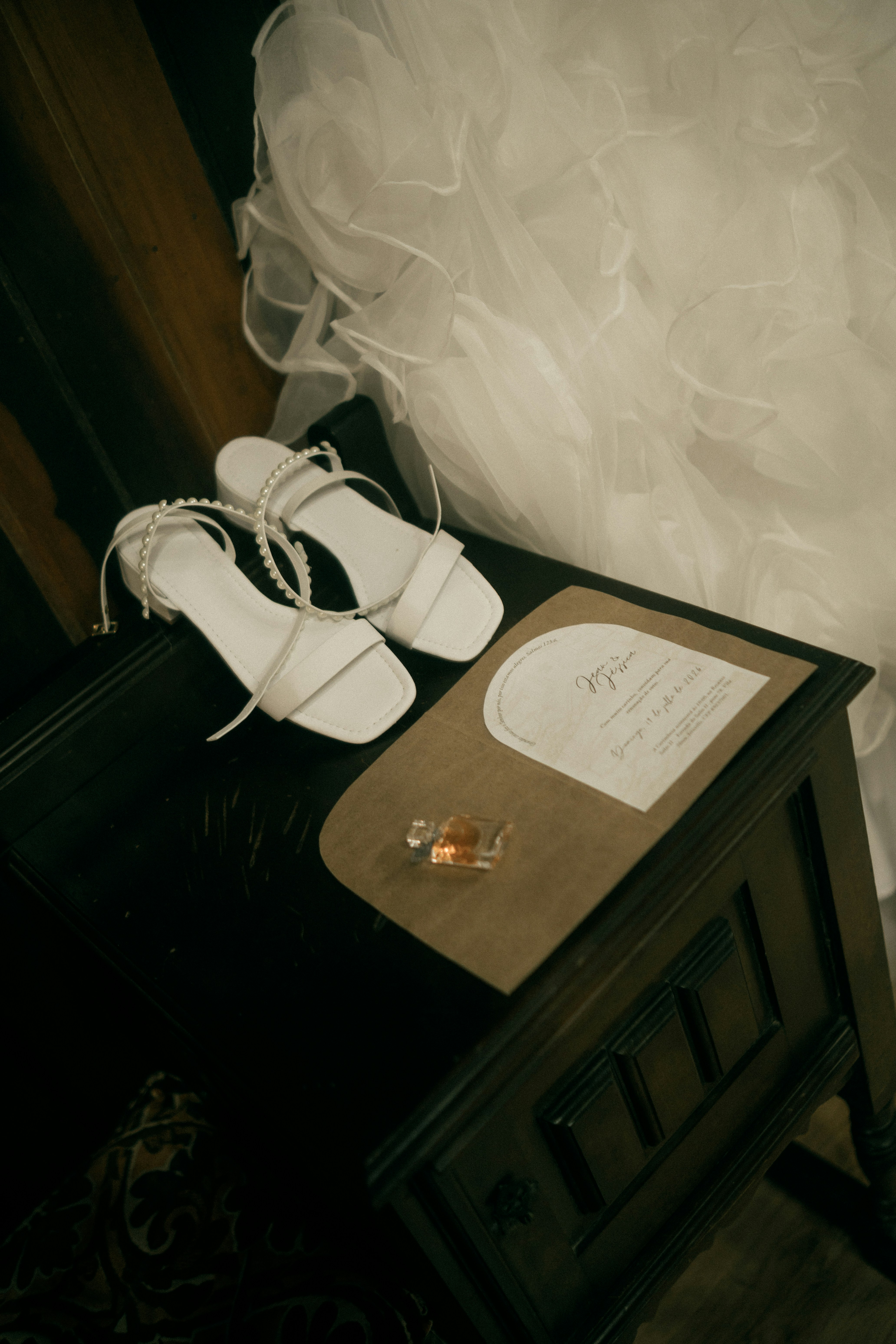White Heels and a Whisper of Ceremony on a Nightstand