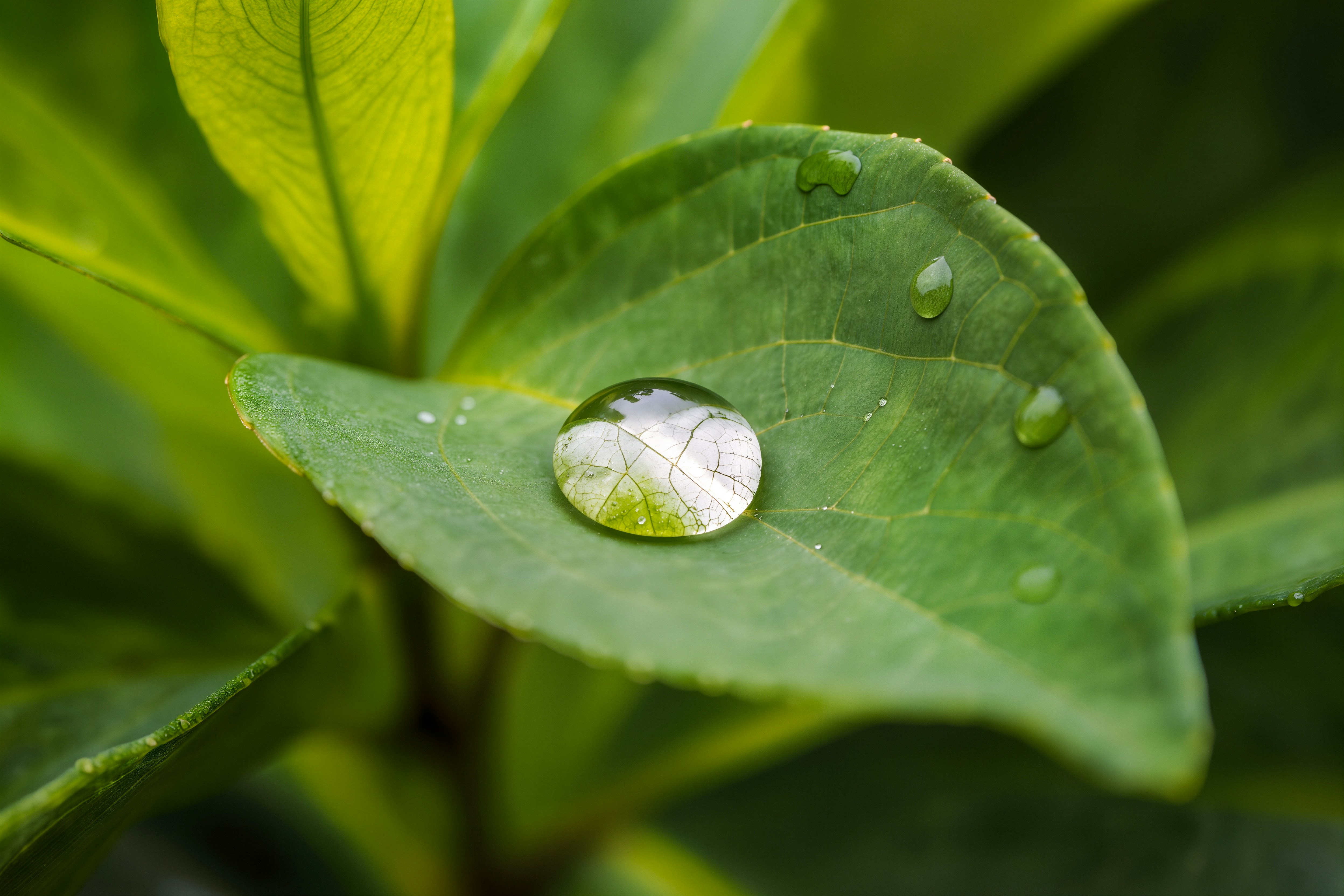 Liquid Glass on a Leaf: a Droplet Mirrors Veins
