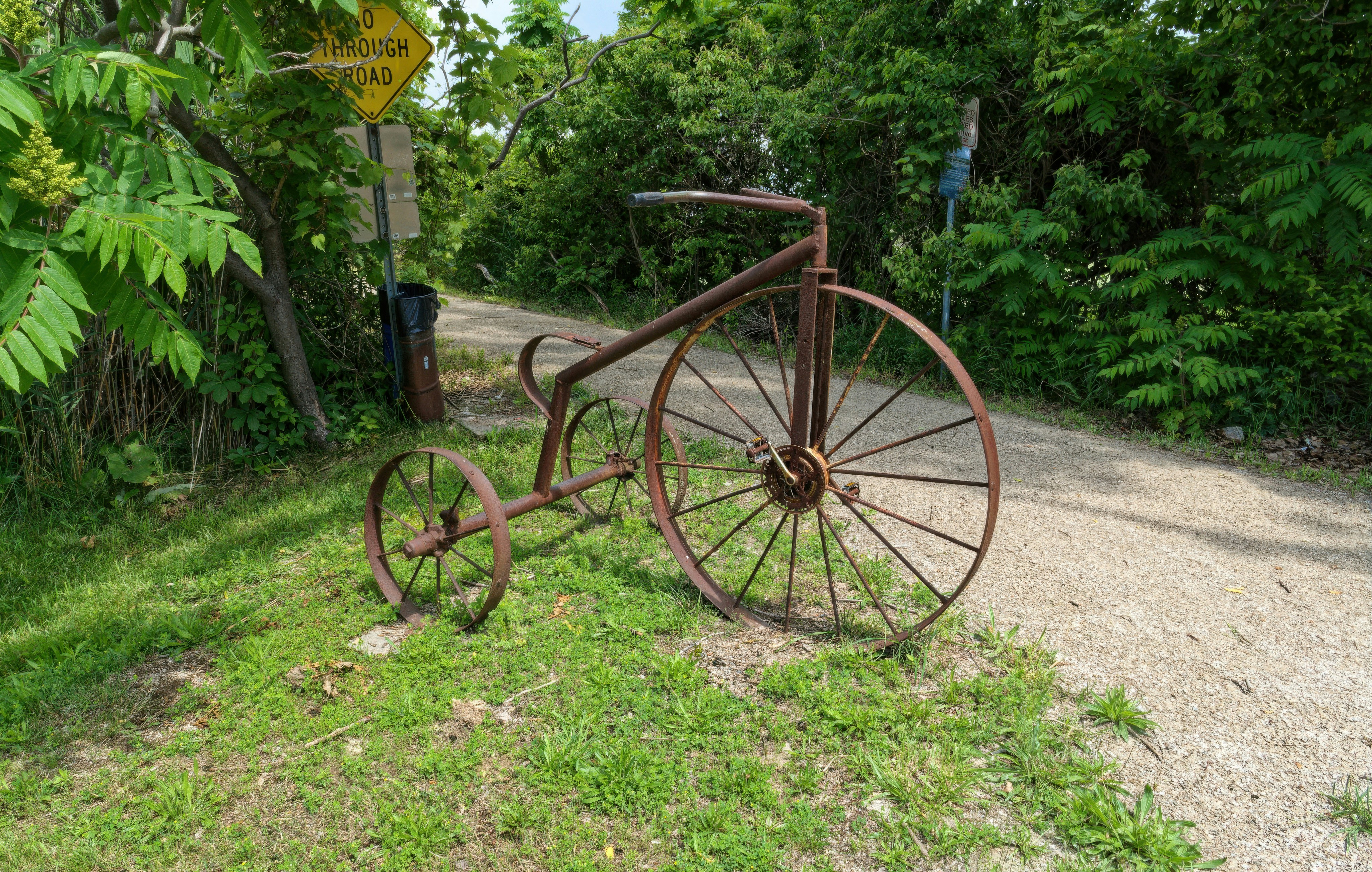 Relic on the Rutted Path: An Old Iron Flyer in the Garden Edge