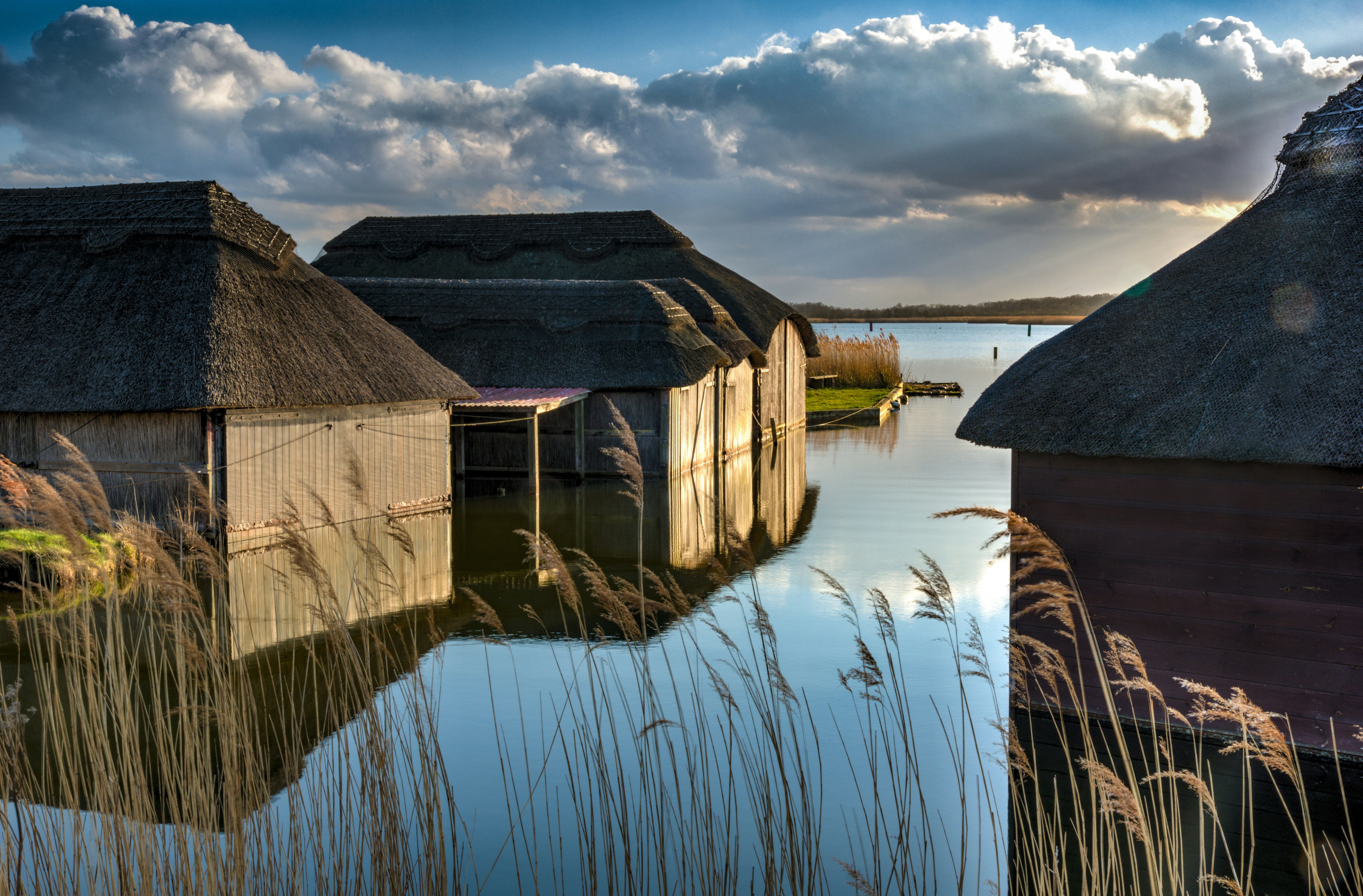Houses on Quiet Water: A Shallow Canal at Dusk