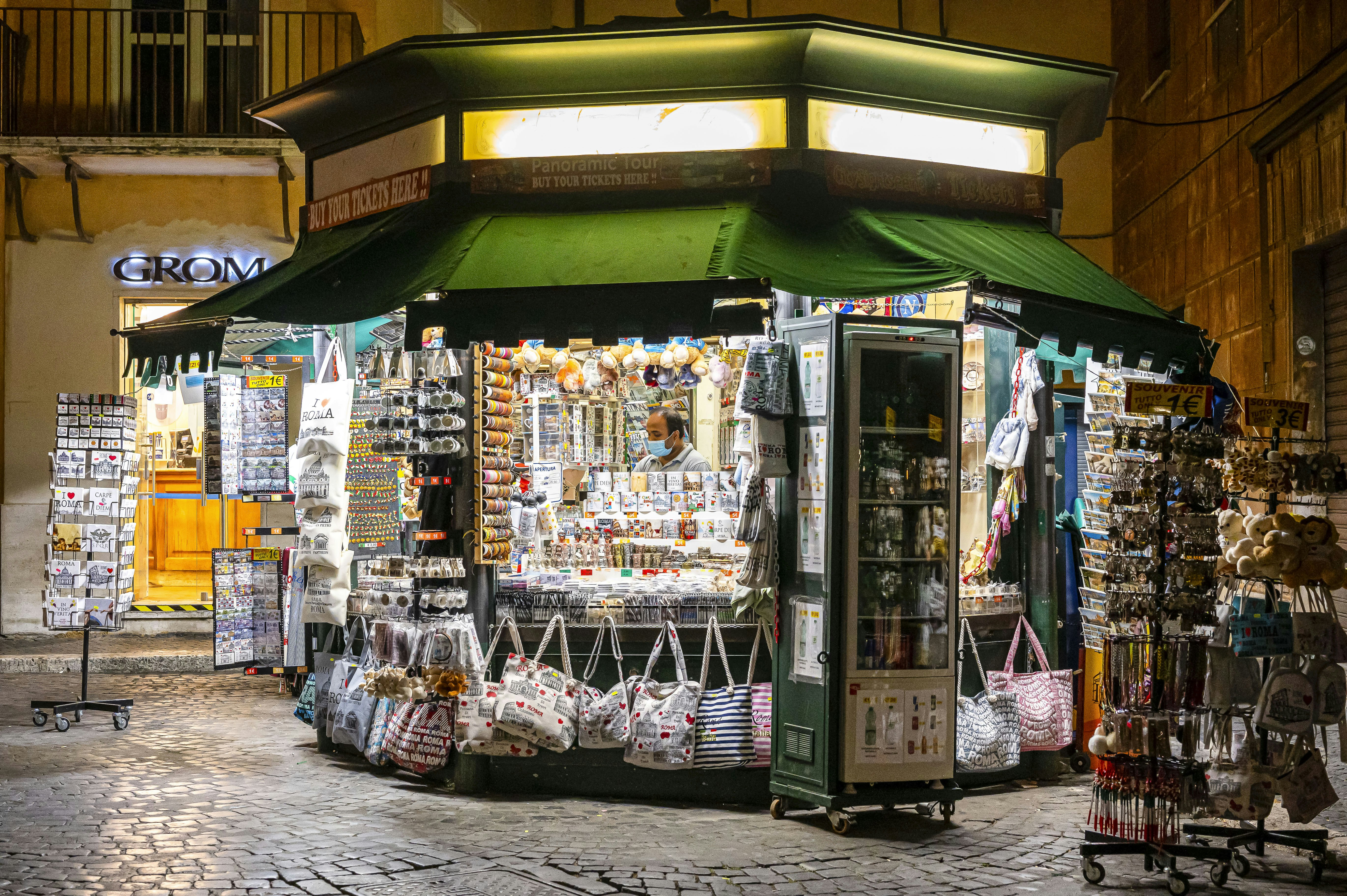 Night Market Kiosk: A Winding Corridor of Trinkets and Light