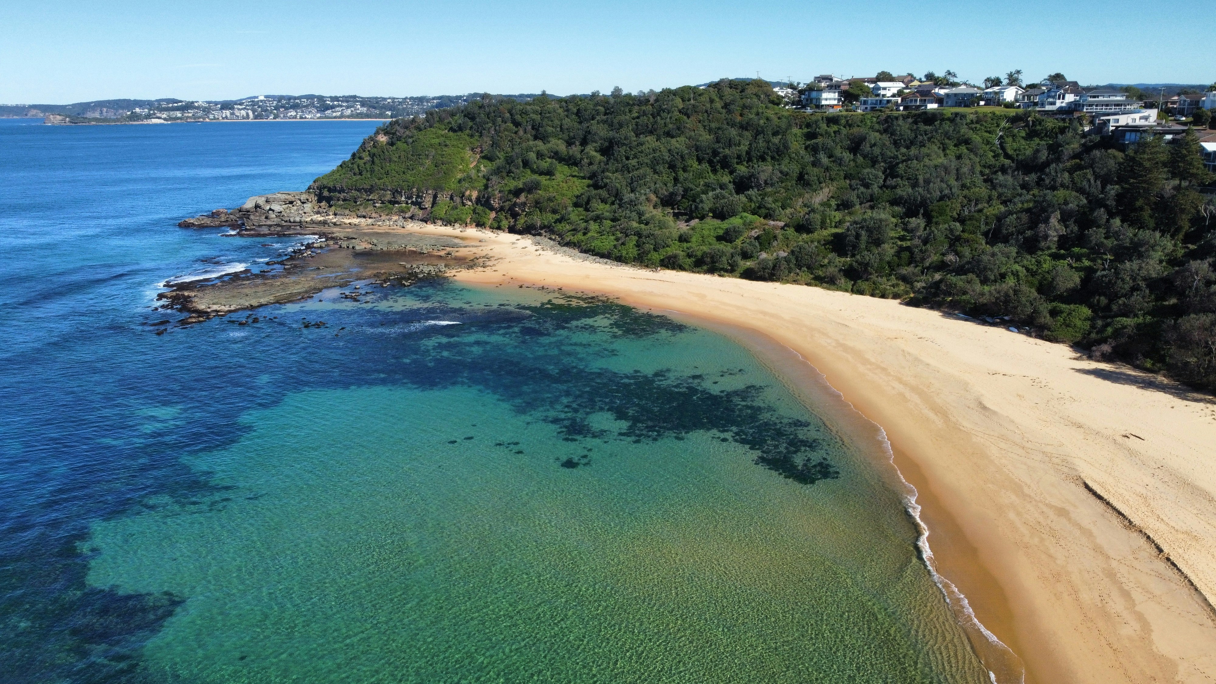 Emerald Sea Meets Golden Shore: A Curved Beach Snapshot