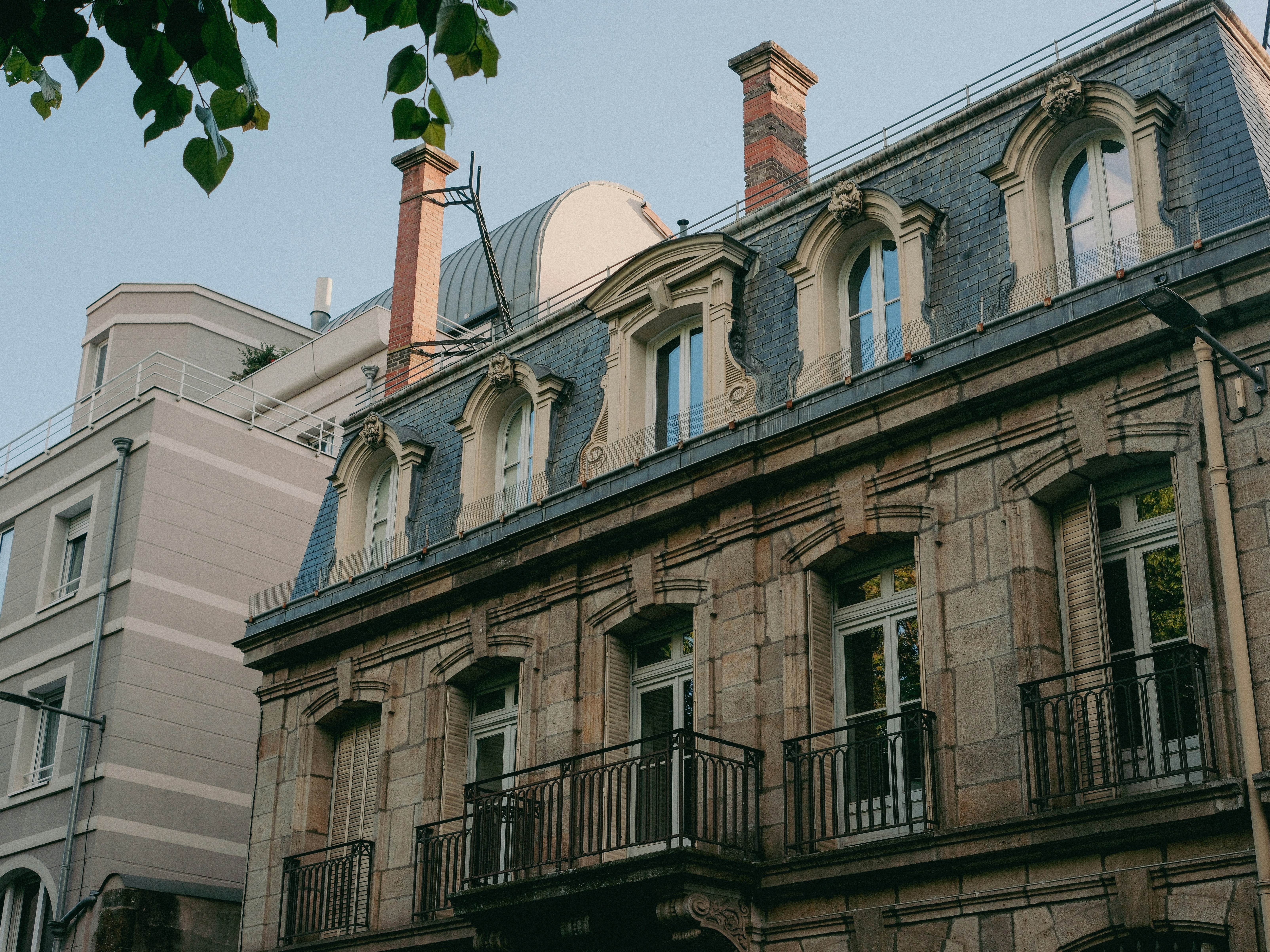 City Facade in Morning Light with Rooftop Details