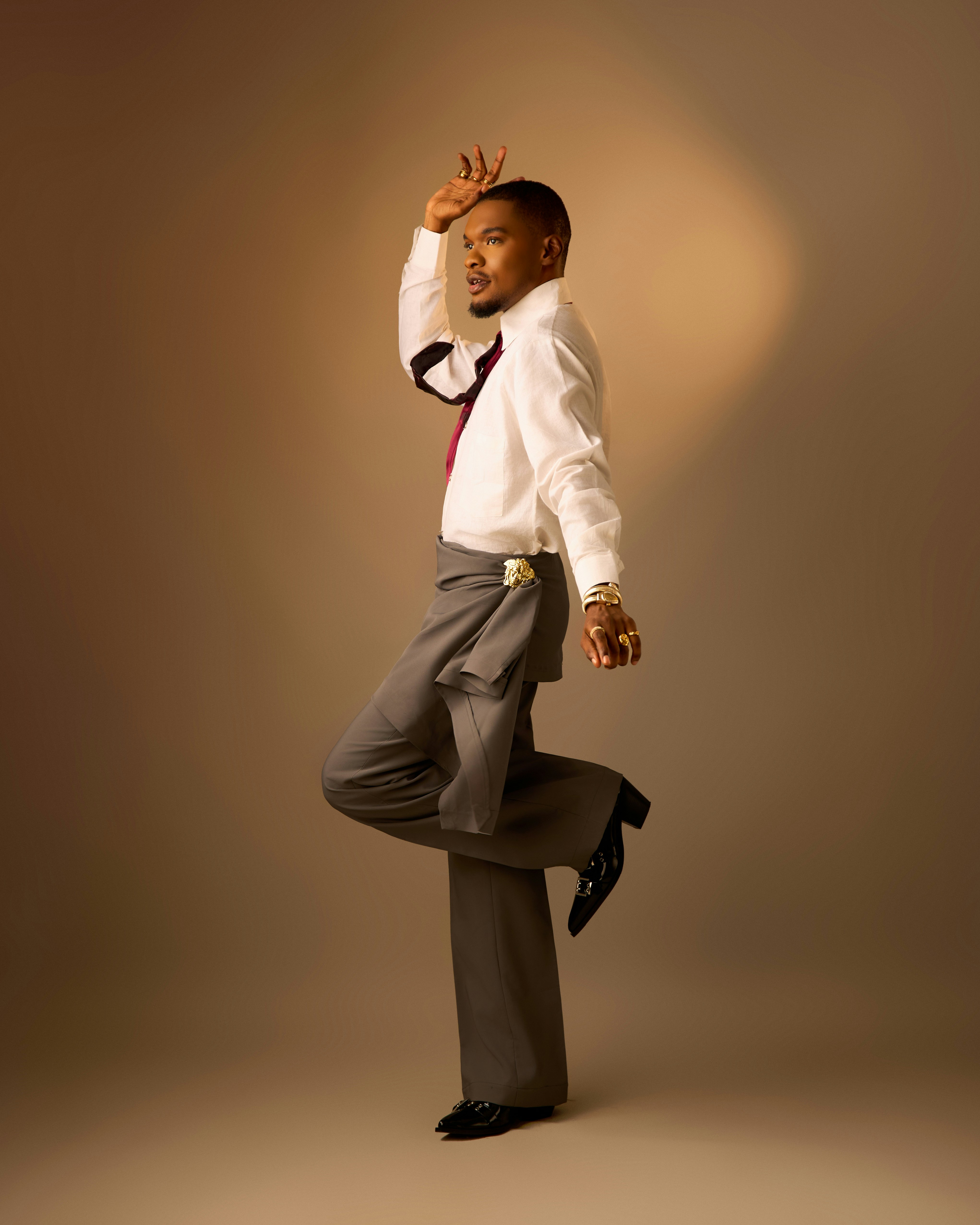 Hip-Hop Pose in Warm Studio Glow