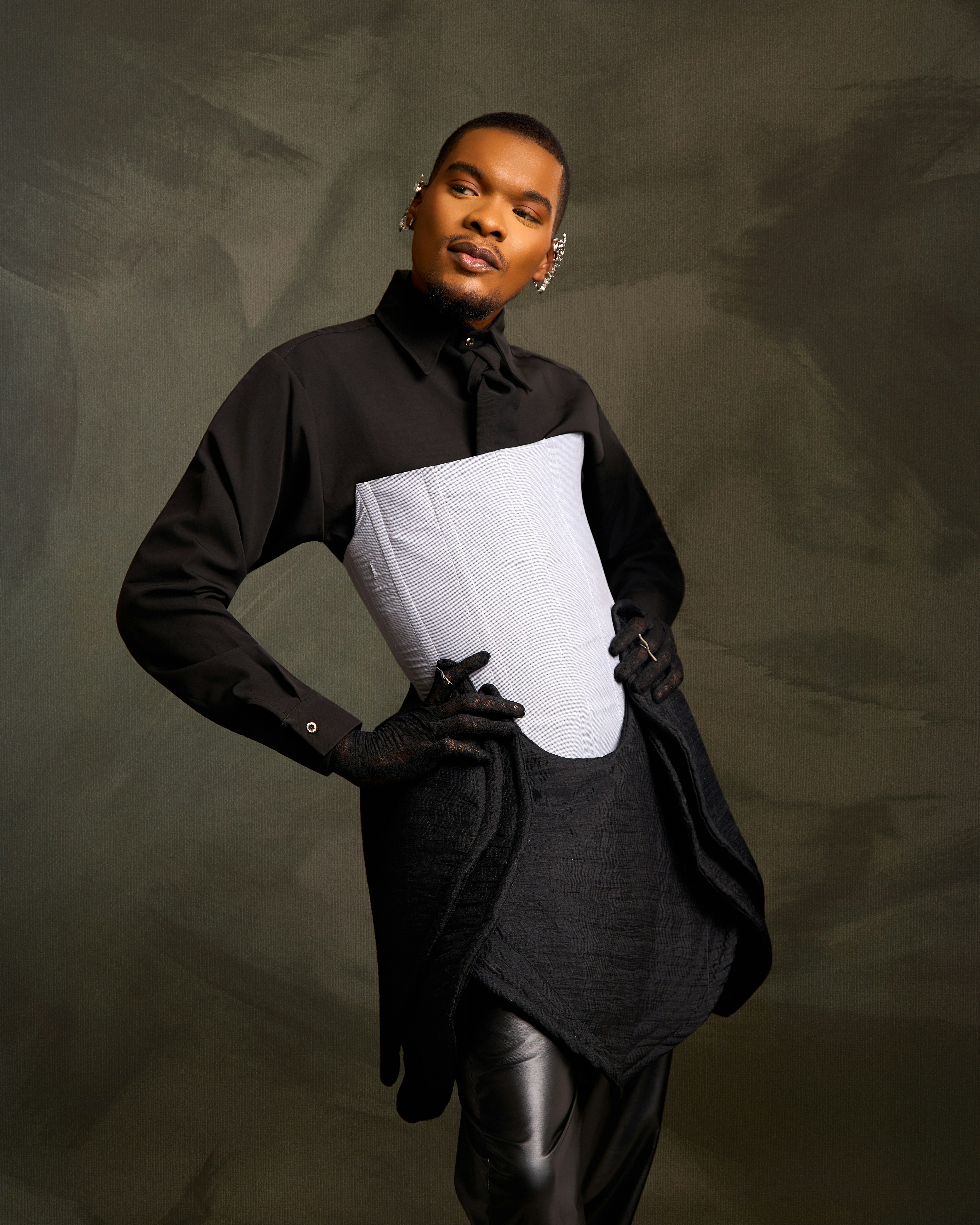 Corset Couture: An Avant-Garde Portrait in Monochrome