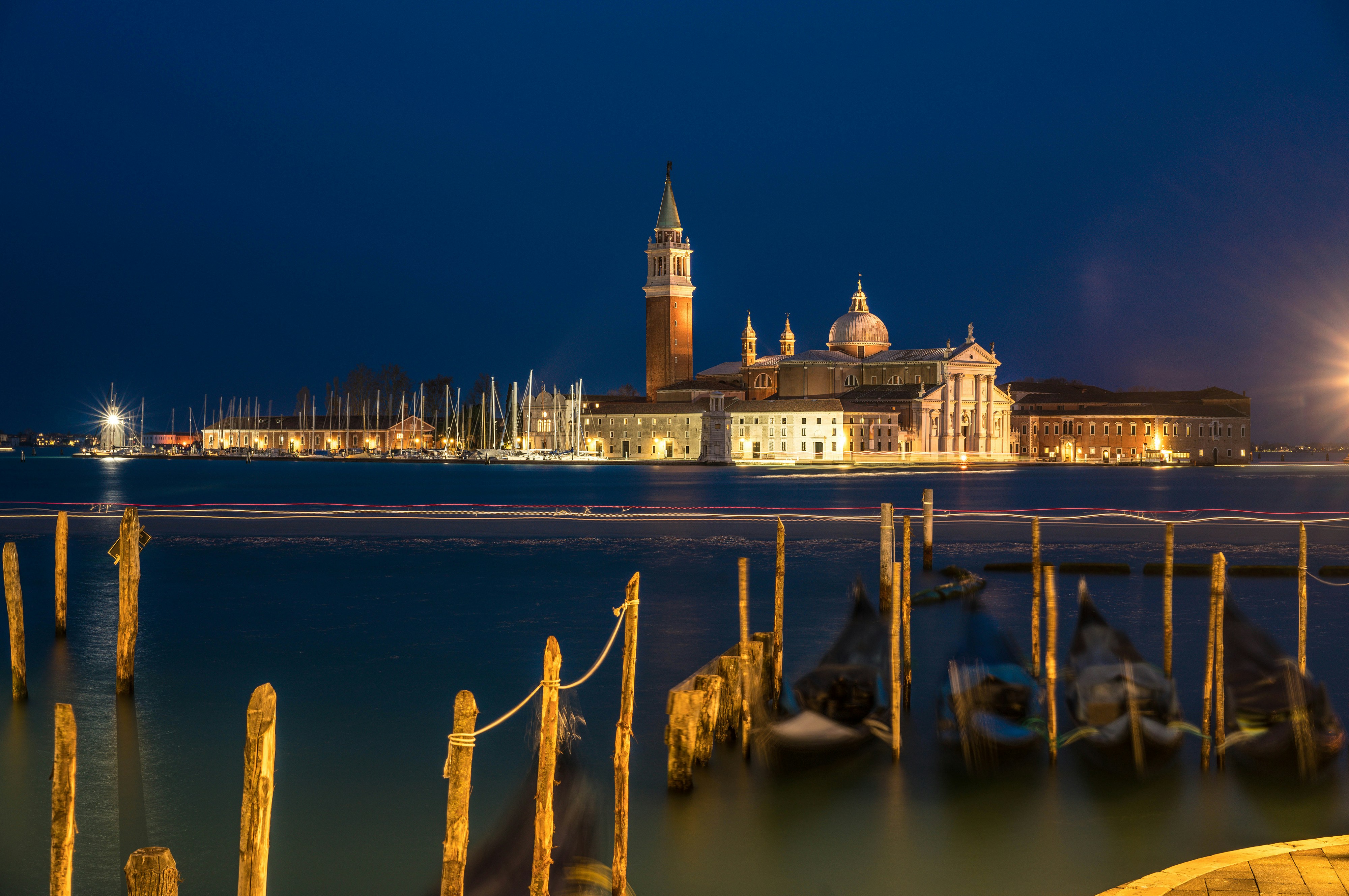Venetian Night: The Bell Tower and Wharf of a Quiet Harbor