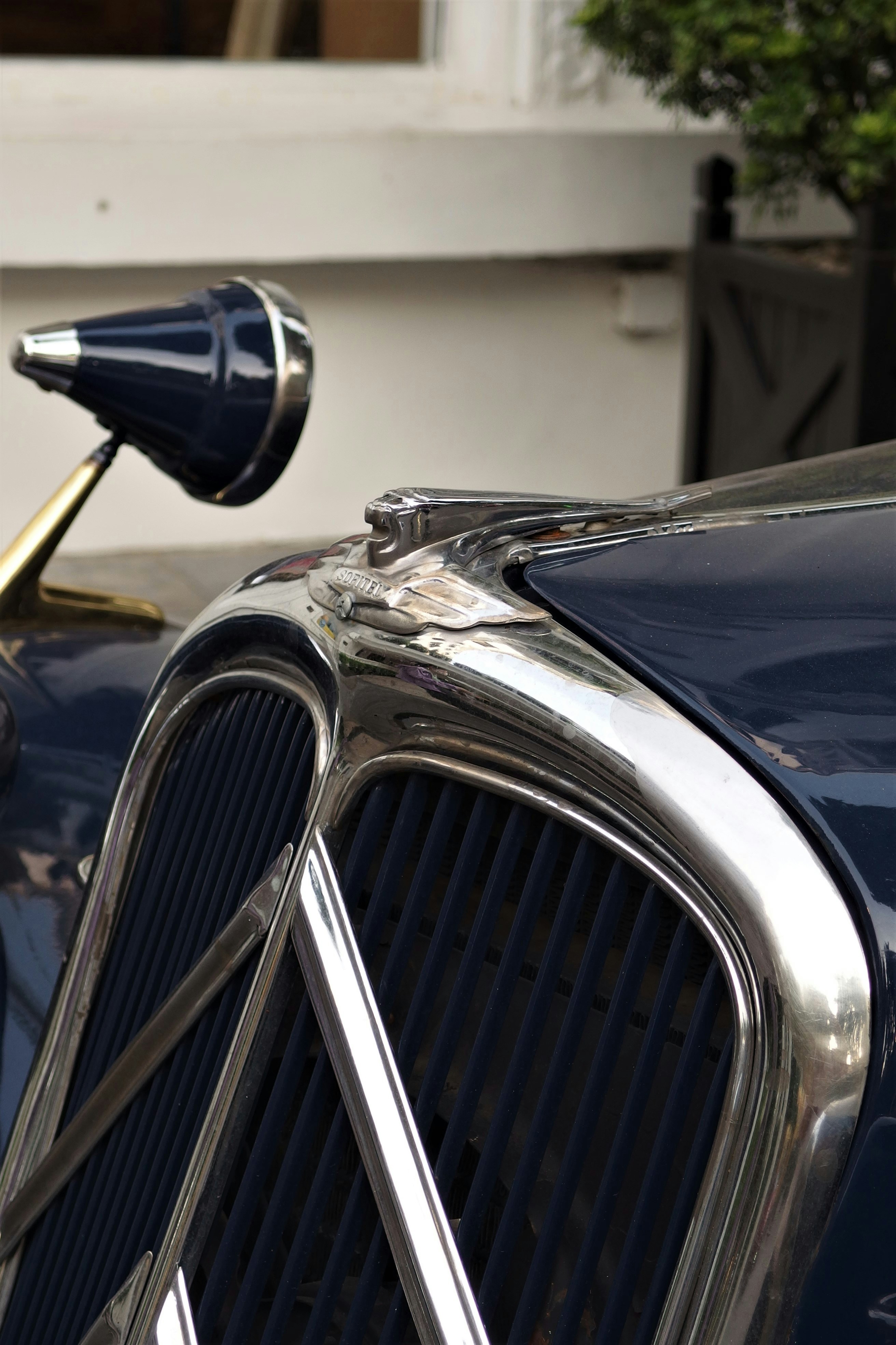 Chrome Grille Ember: A Classic Car’s Front Portrait