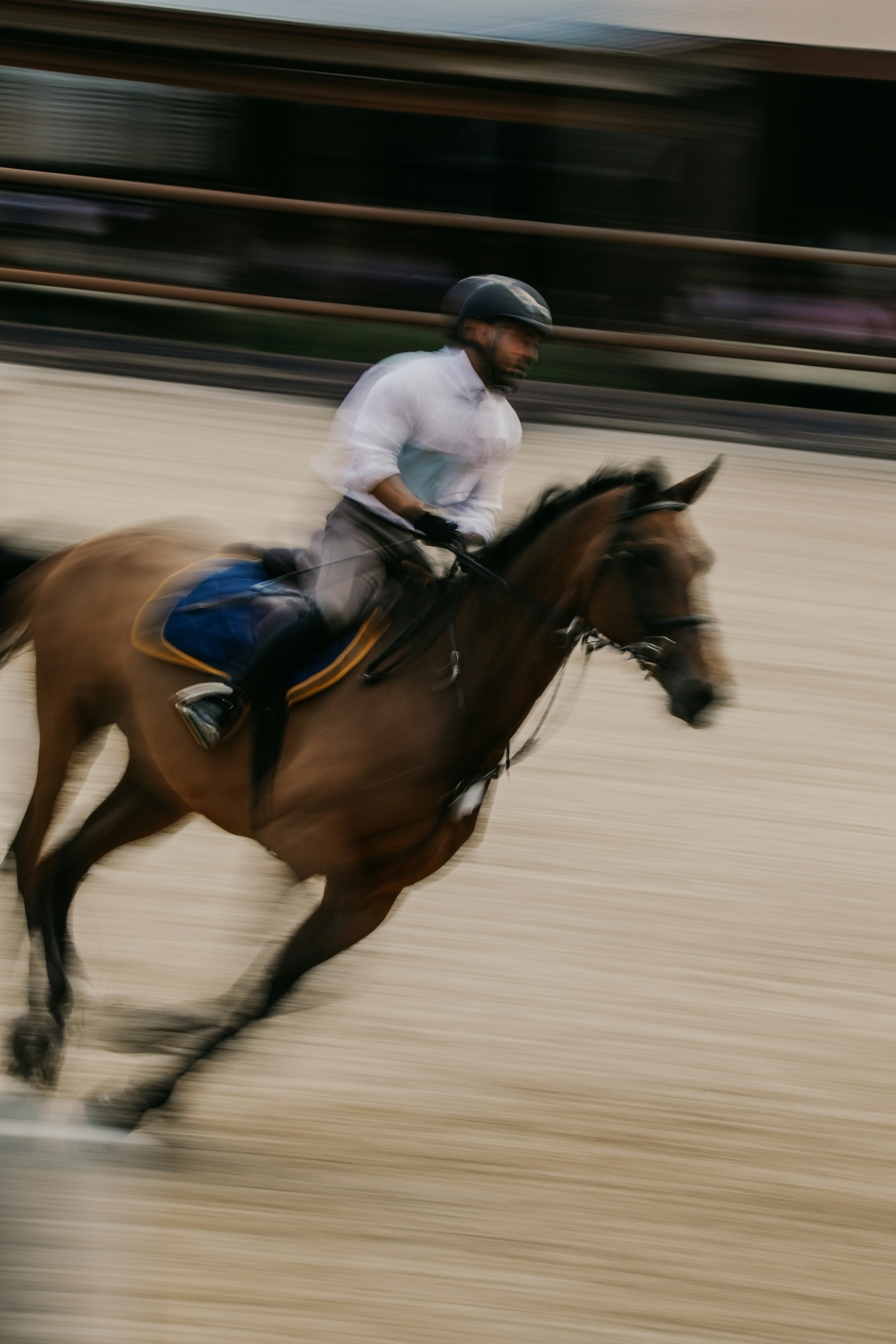 Blurry Gallop: Rider and Horse in Motion