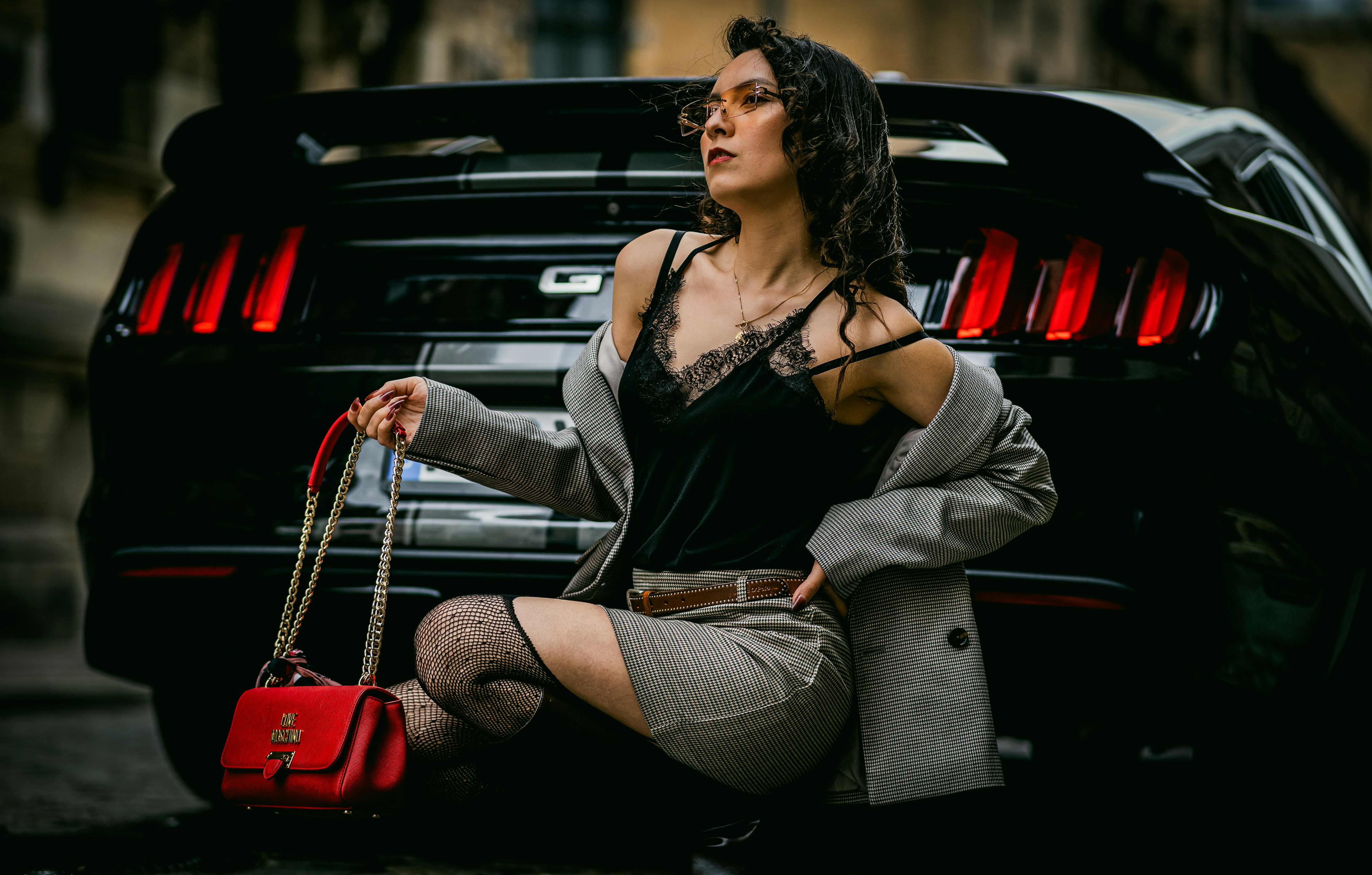 Midnight Drive: A Fashion-forward Moment by the Car