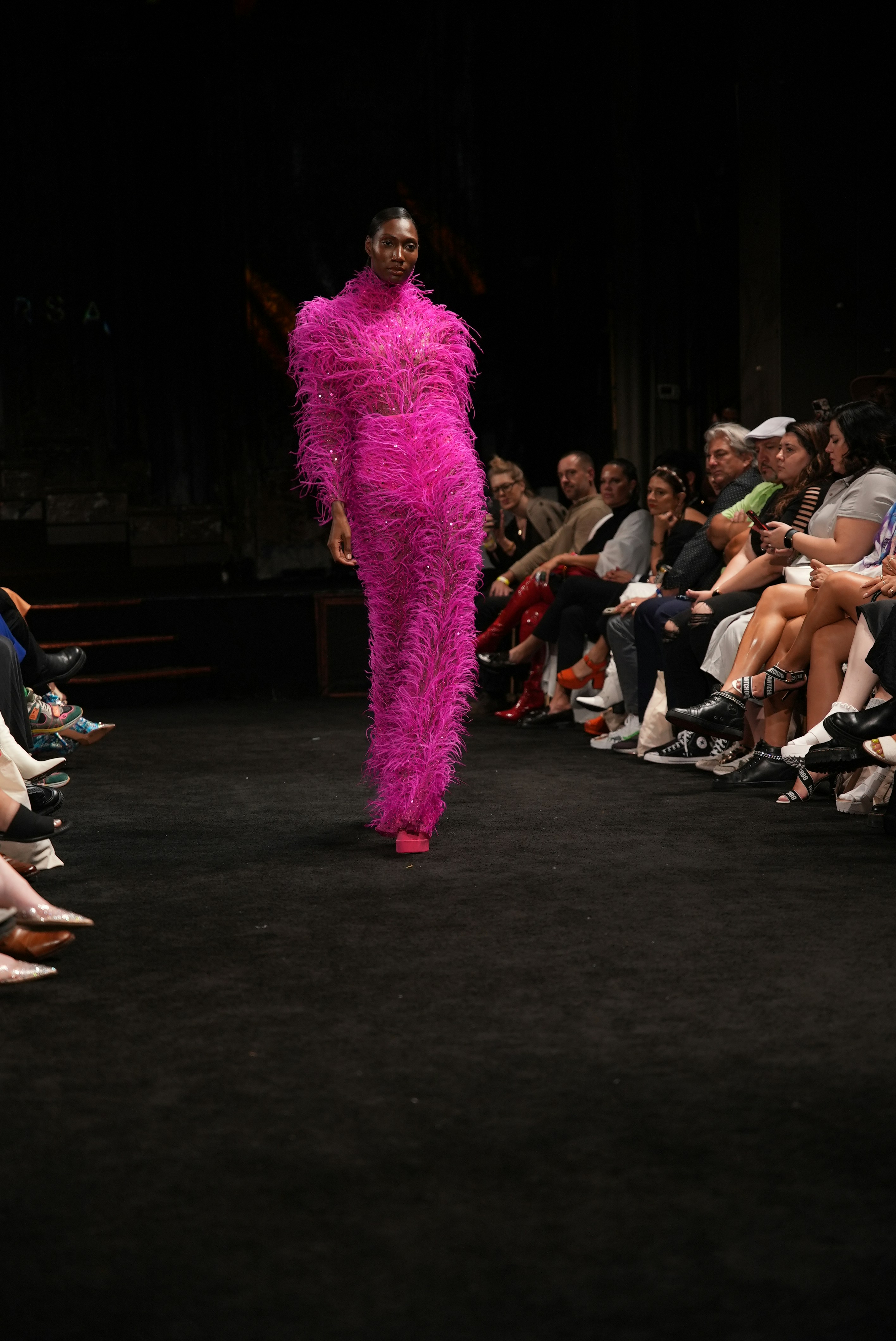Magenta Feathers on the Runway