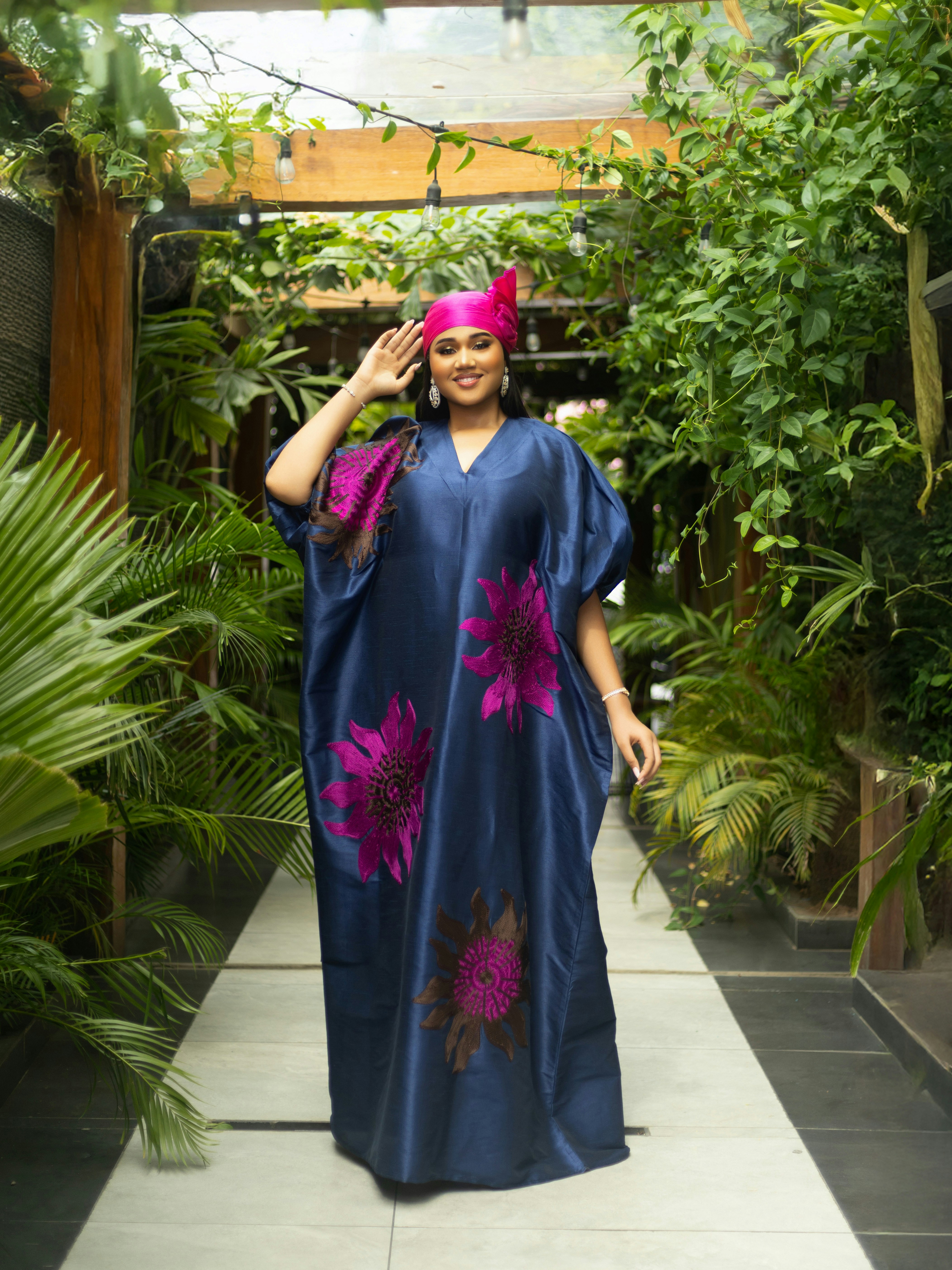 Royal Indigo: A Graceful Walk Through Greenery