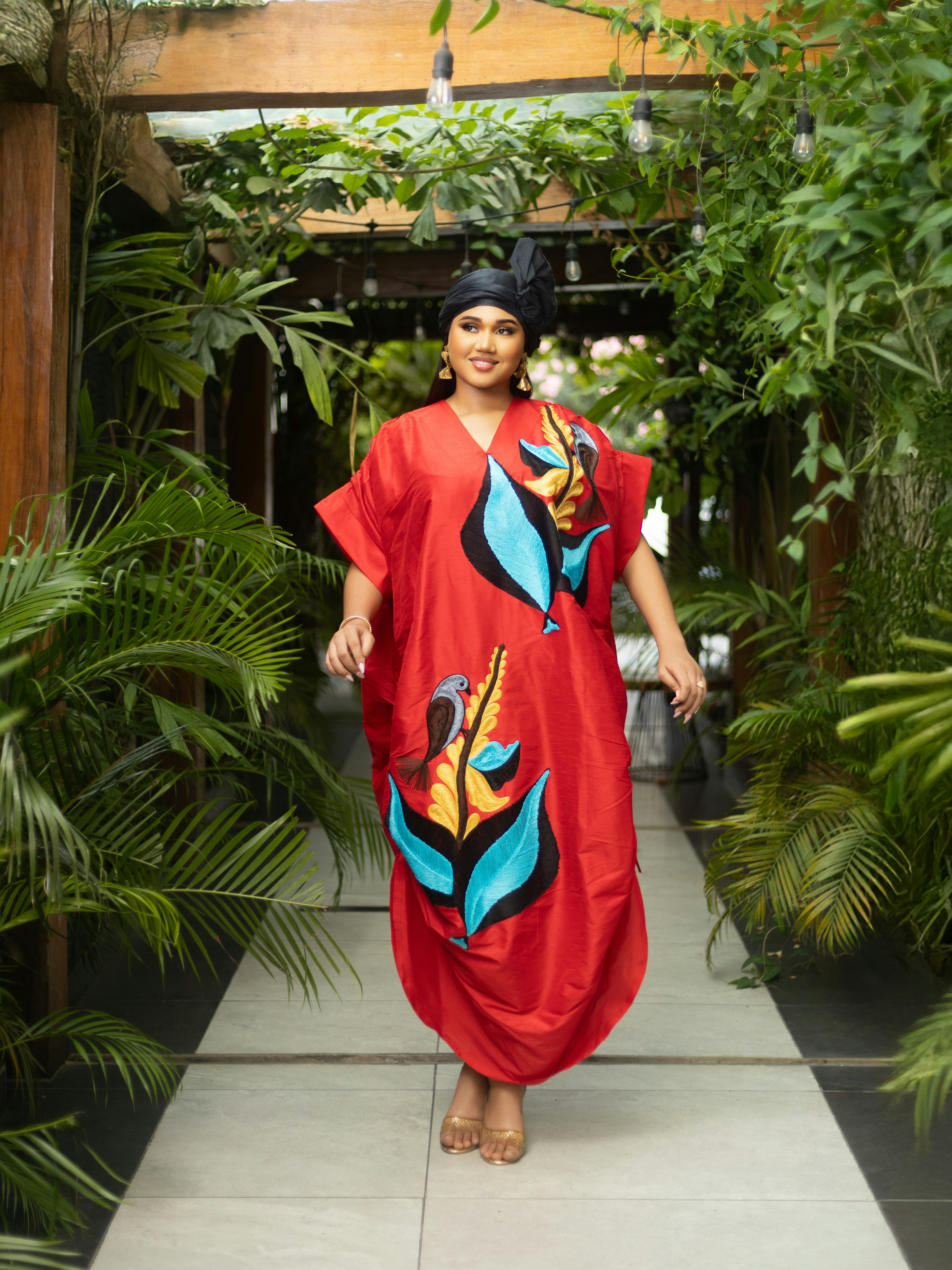 Red Dress in the Green Corridor
