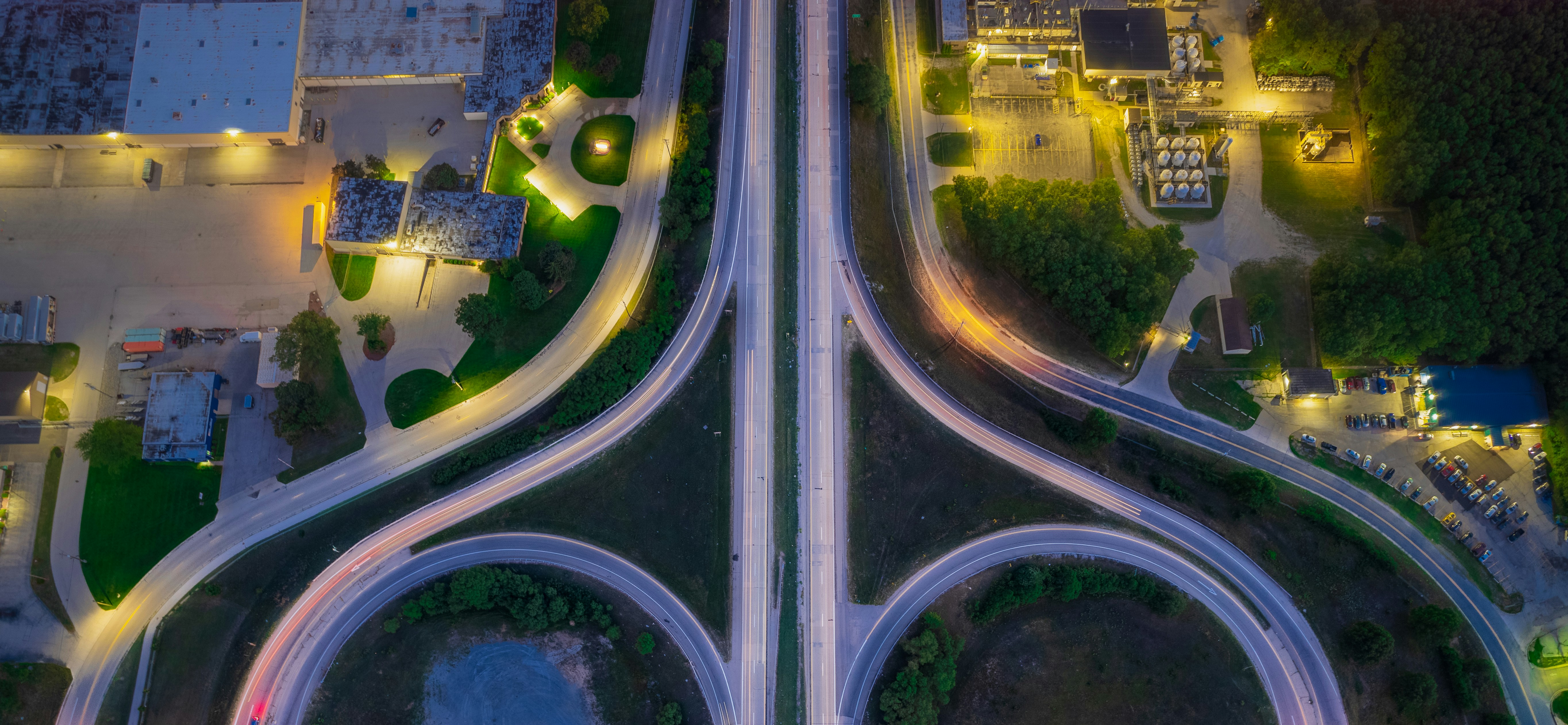 Nighttime Symphony of Curves: A Bird’s-Eye of the Interchange