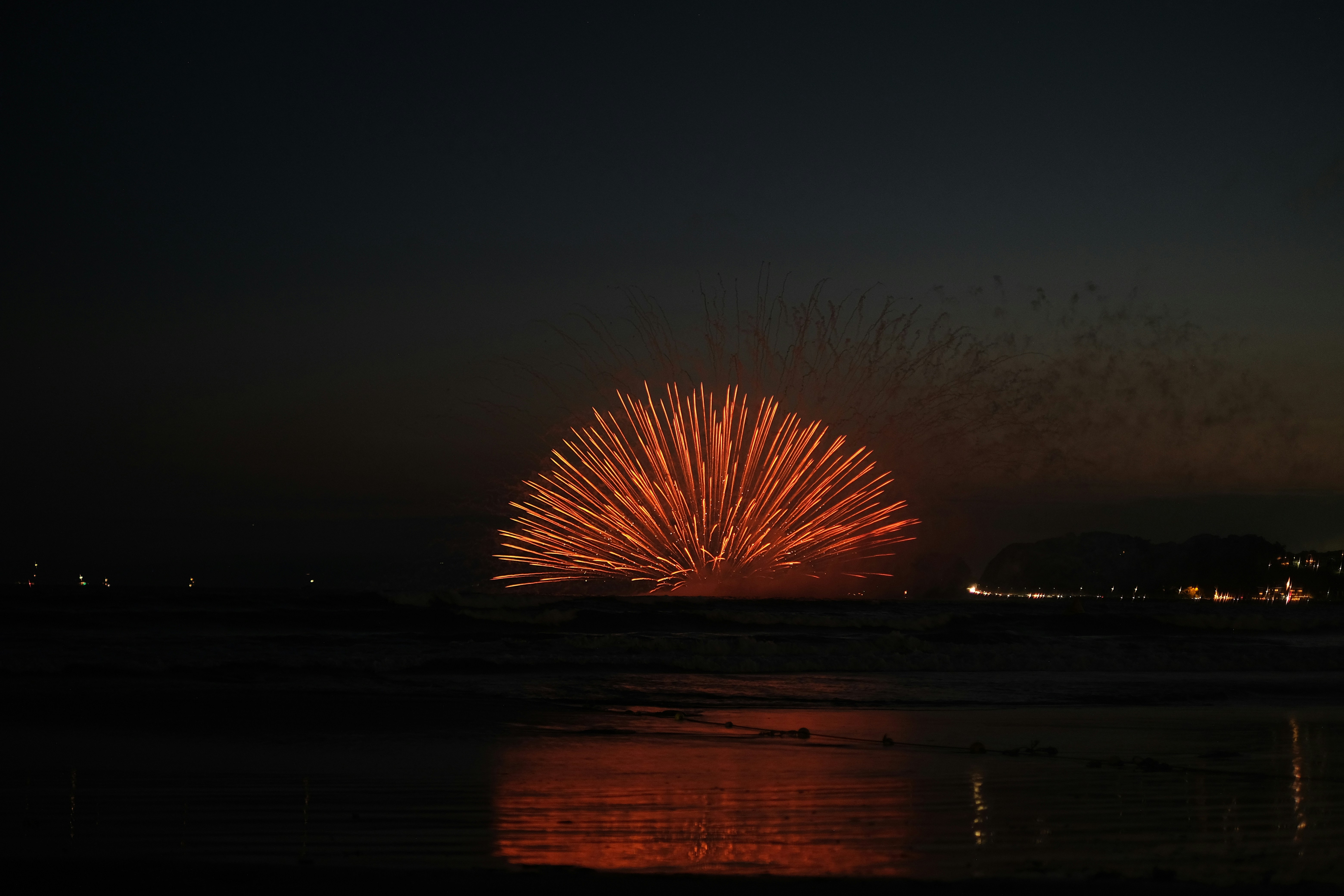 Midnight Burst: Firework Crown Over Quiet Tides