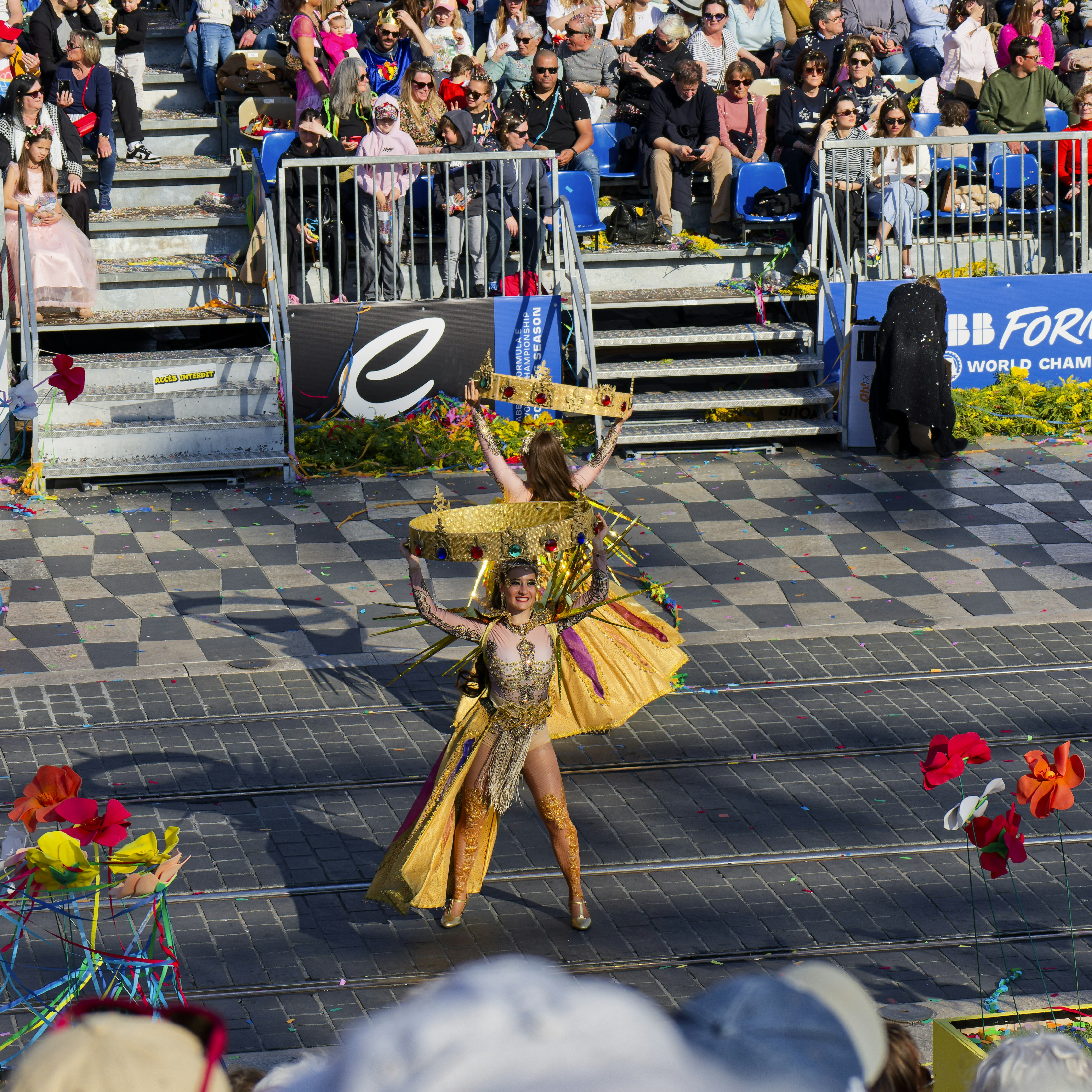 Golden-winged Elegance: A Fierce Pose in a Public Arena