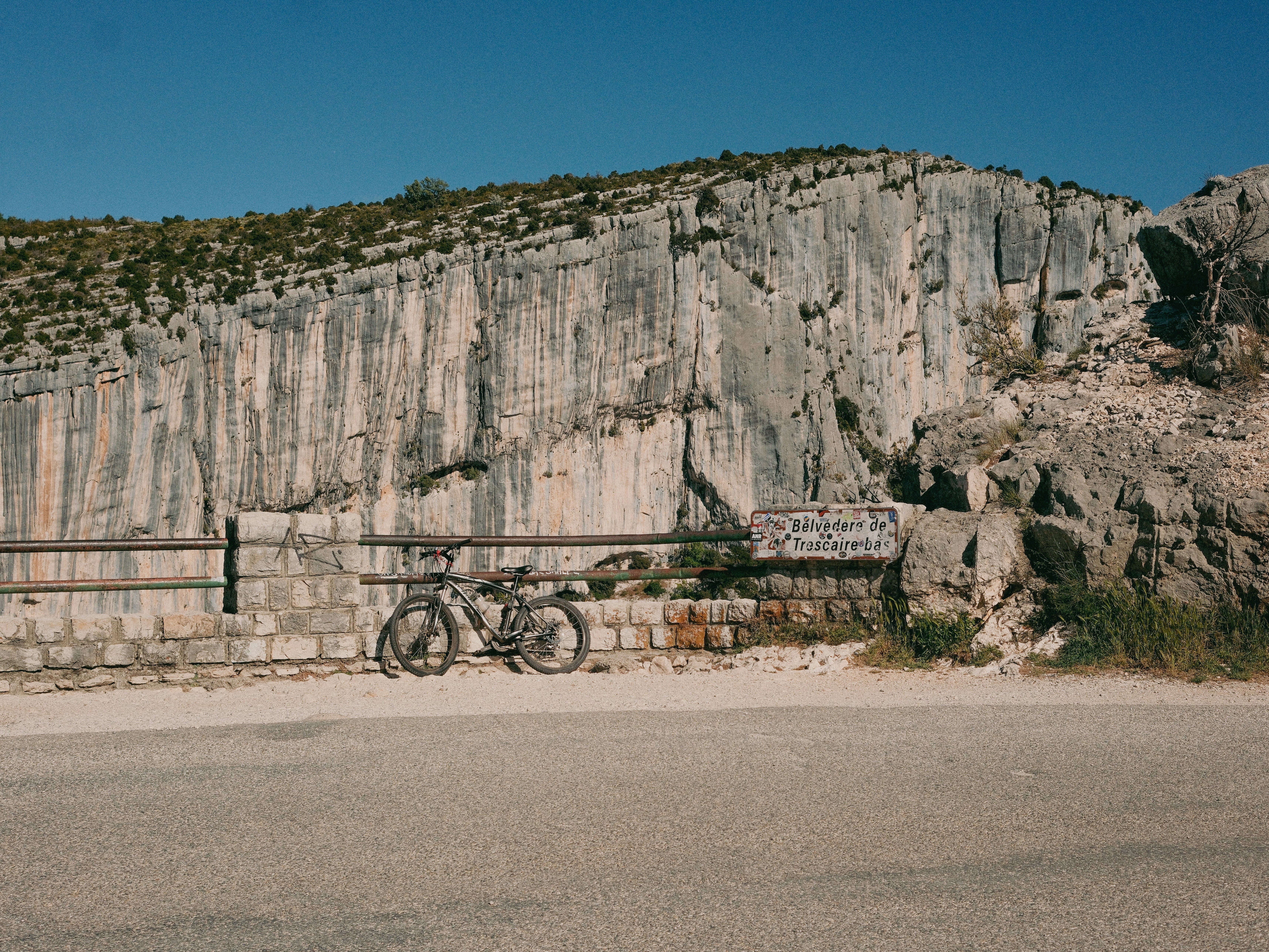 Bike Rest at the Base of a Cliff Vista
